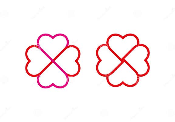 Four Hearts Together Logo Vector Illustration. Love Logo Stock Vector ...