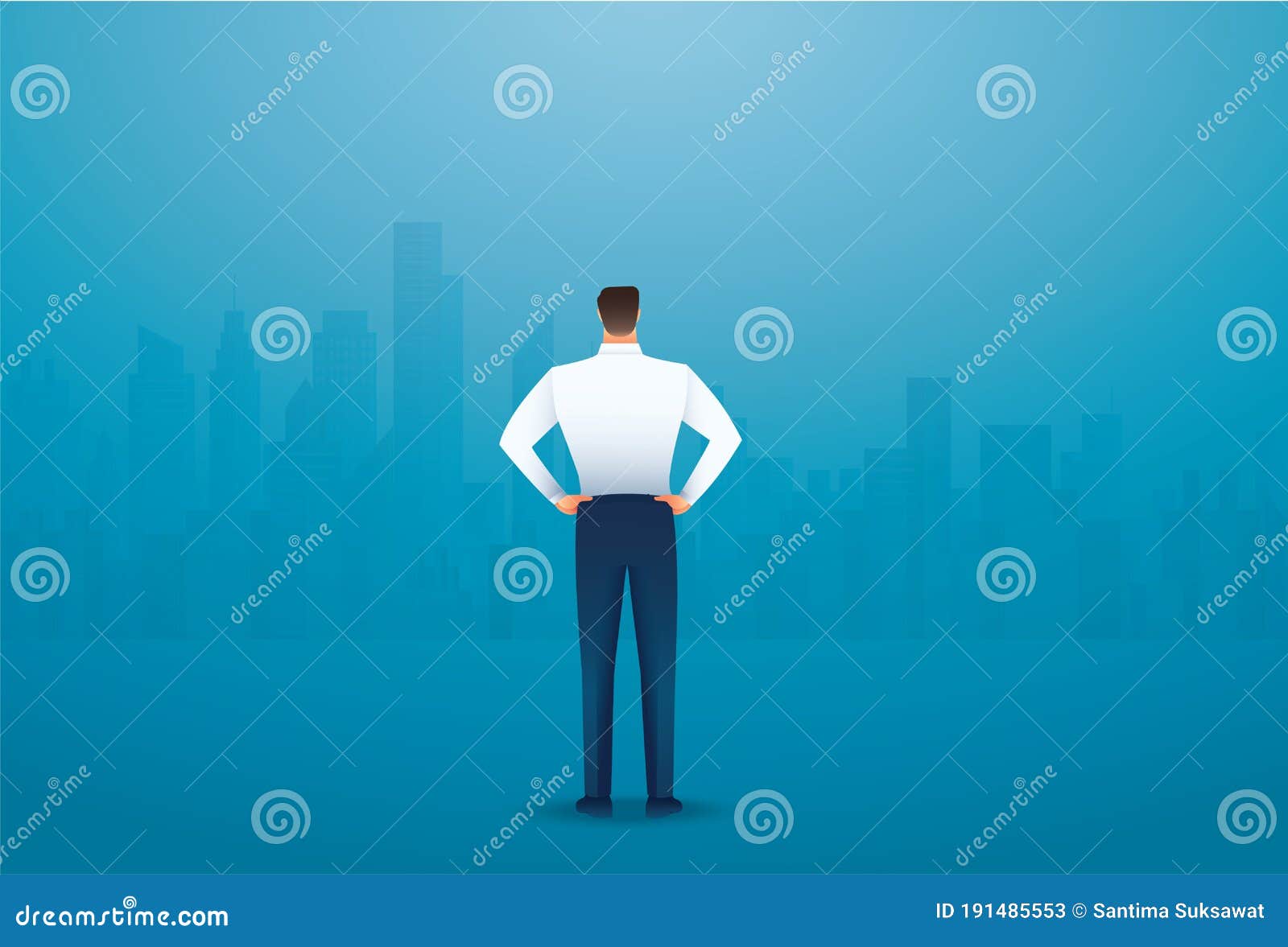 Back View of Standing Man in a Formal Clothes Vector Illustration Stock ...