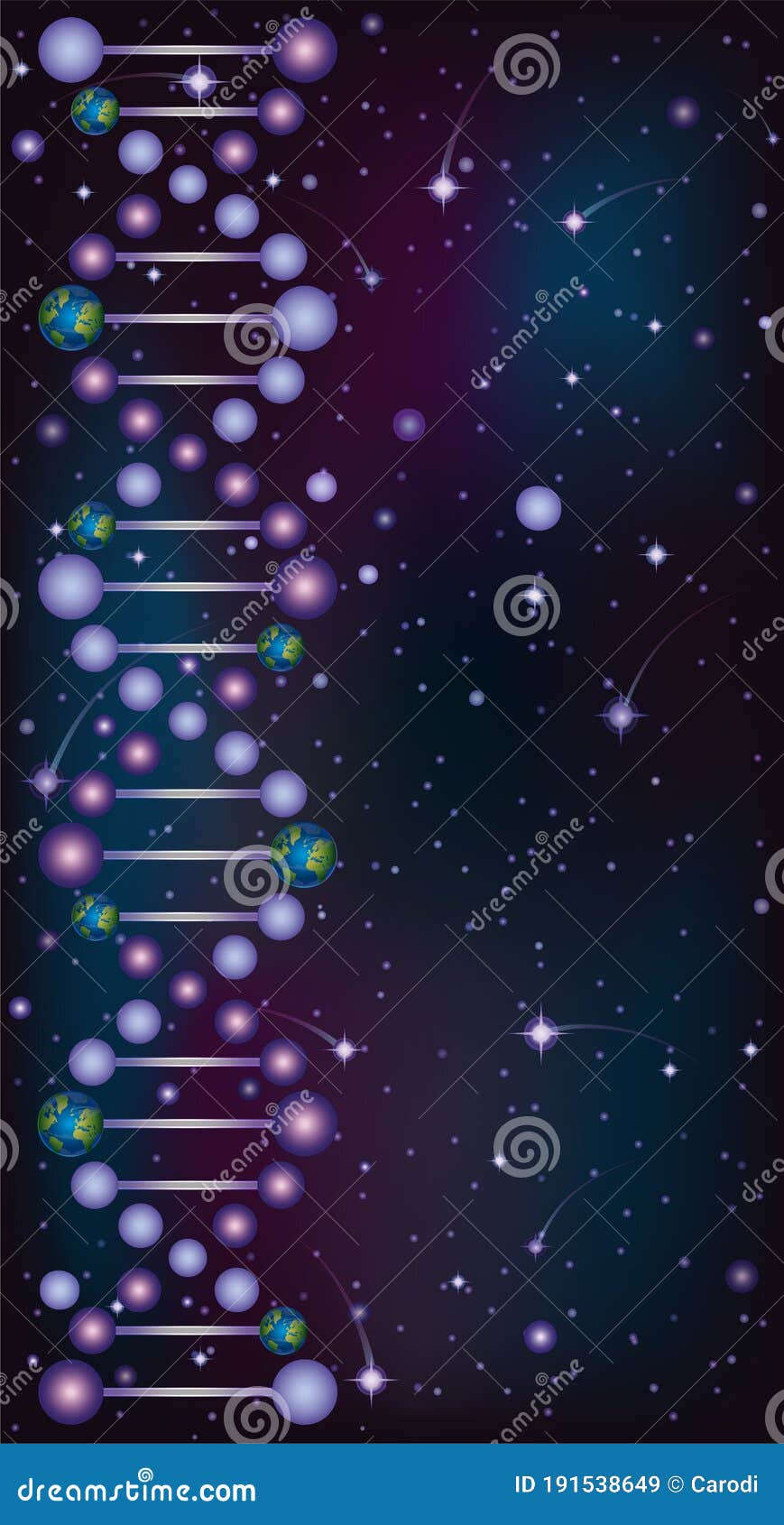 Deoxyribonucleic Acid DNA Earth, Night Sky Banner Stock Vector ...