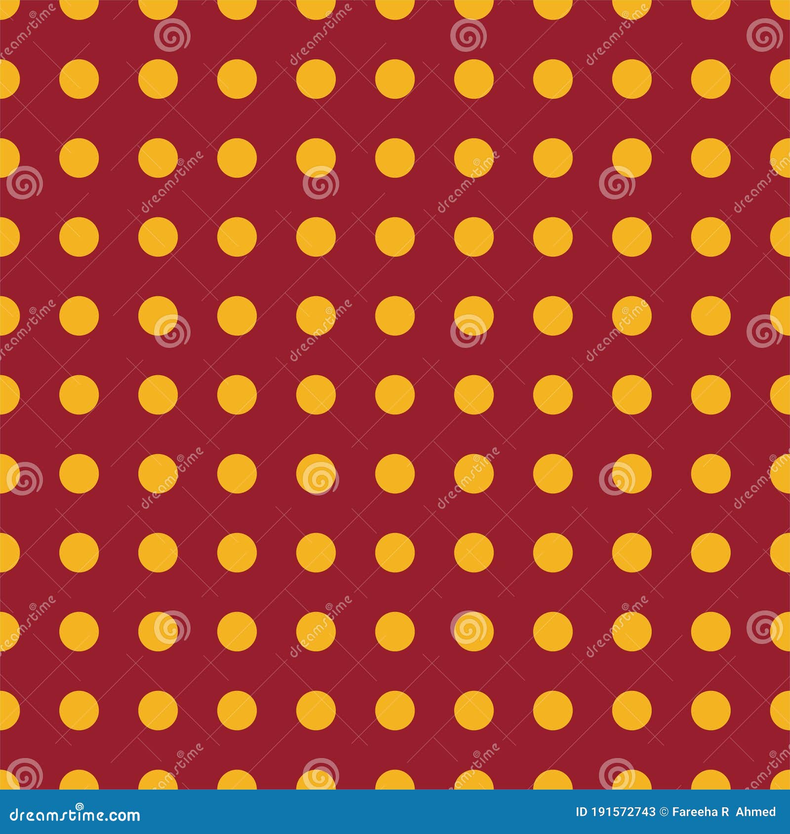 Yellow Dots on Red Background. Seamless Design Pattern Stock Vector ...