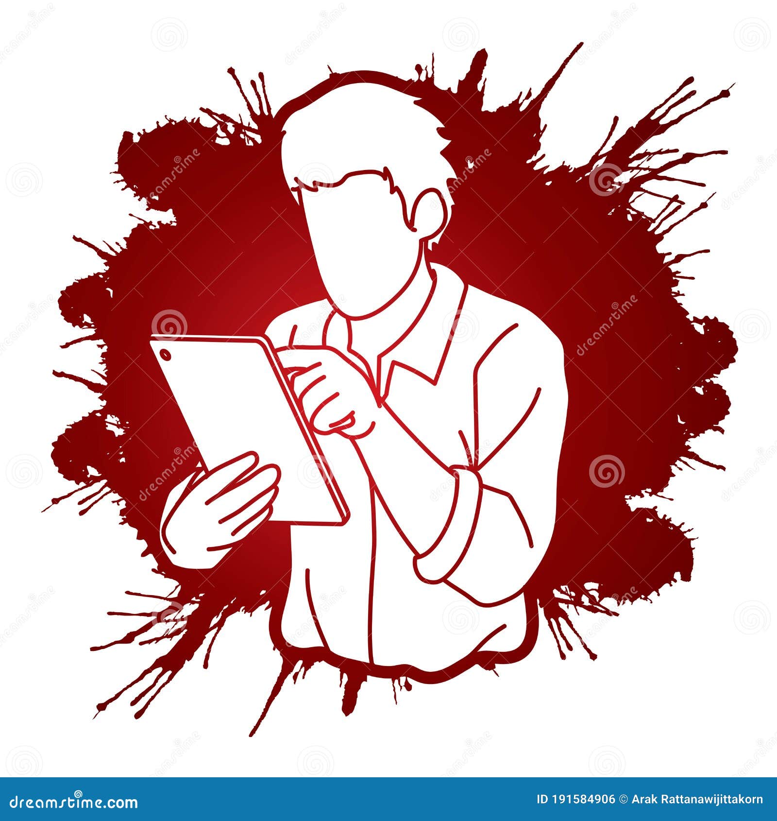 Man Using Digital Tablet Cartoon Graphic Vector Stock Vector ...