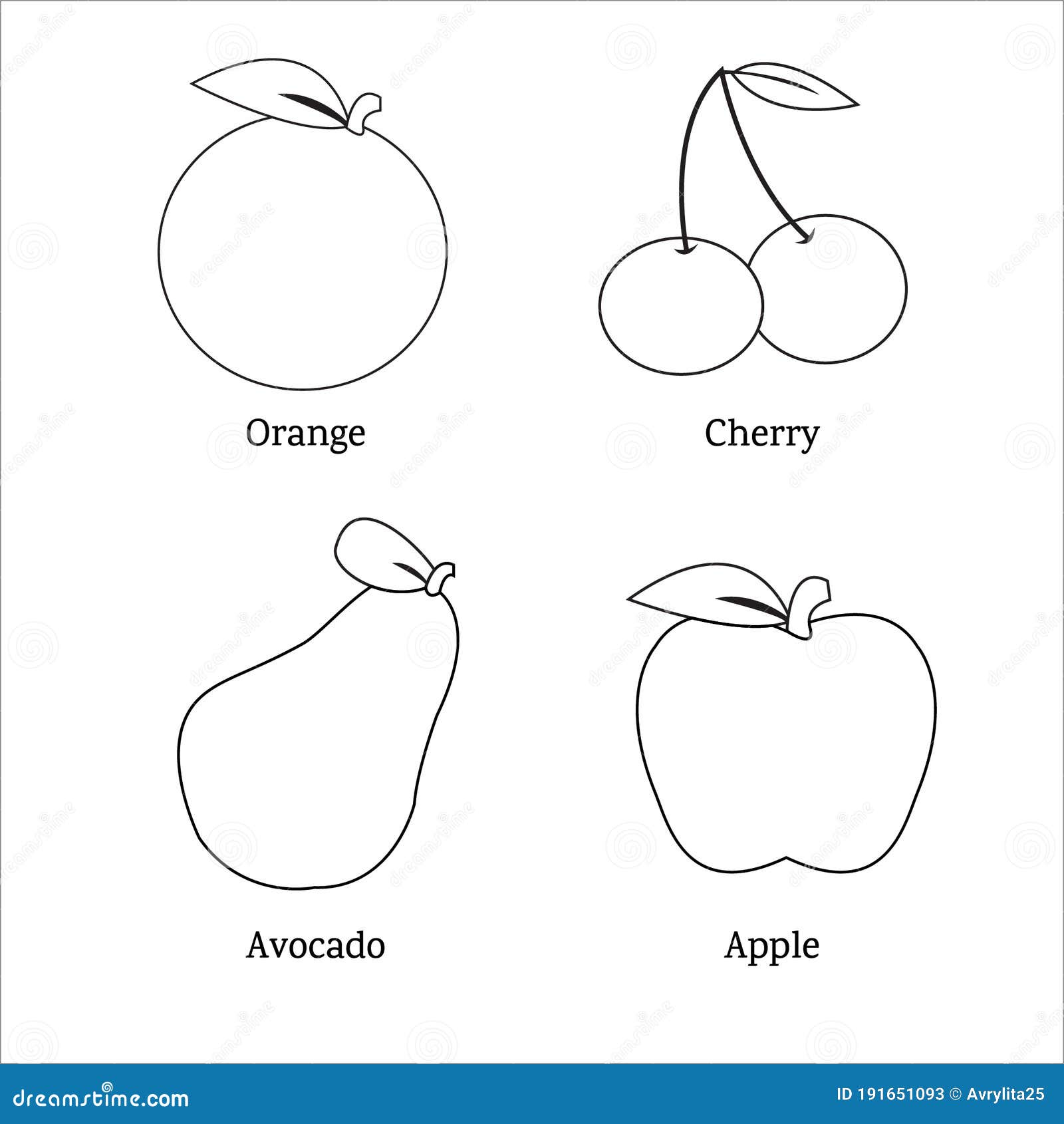 Illustration Vector Graphic of Fruit Outline Good for Coloring Book ...