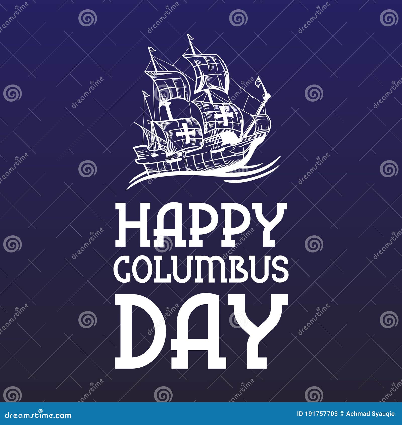Hand Drawn Ship Vector Illustration for Happy Columbus Day National Usa ...