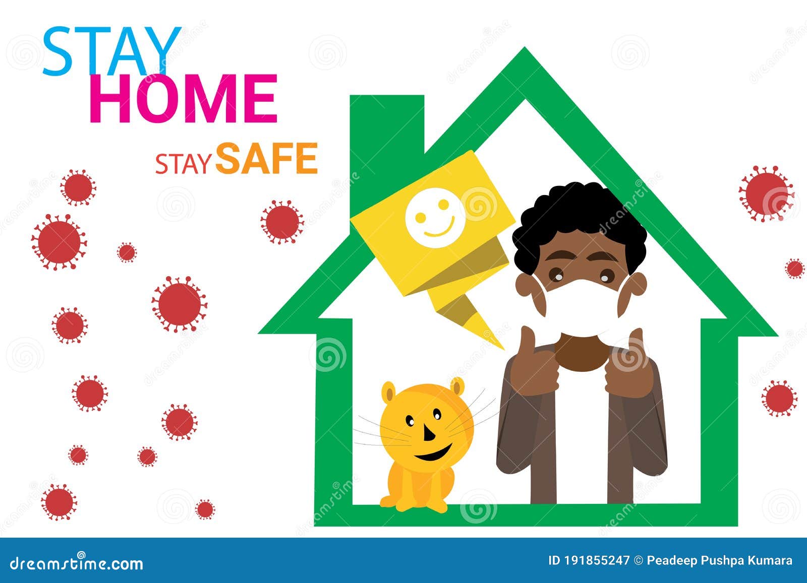 Stay home stay safe stock vector. Illustration of stay - 191855247