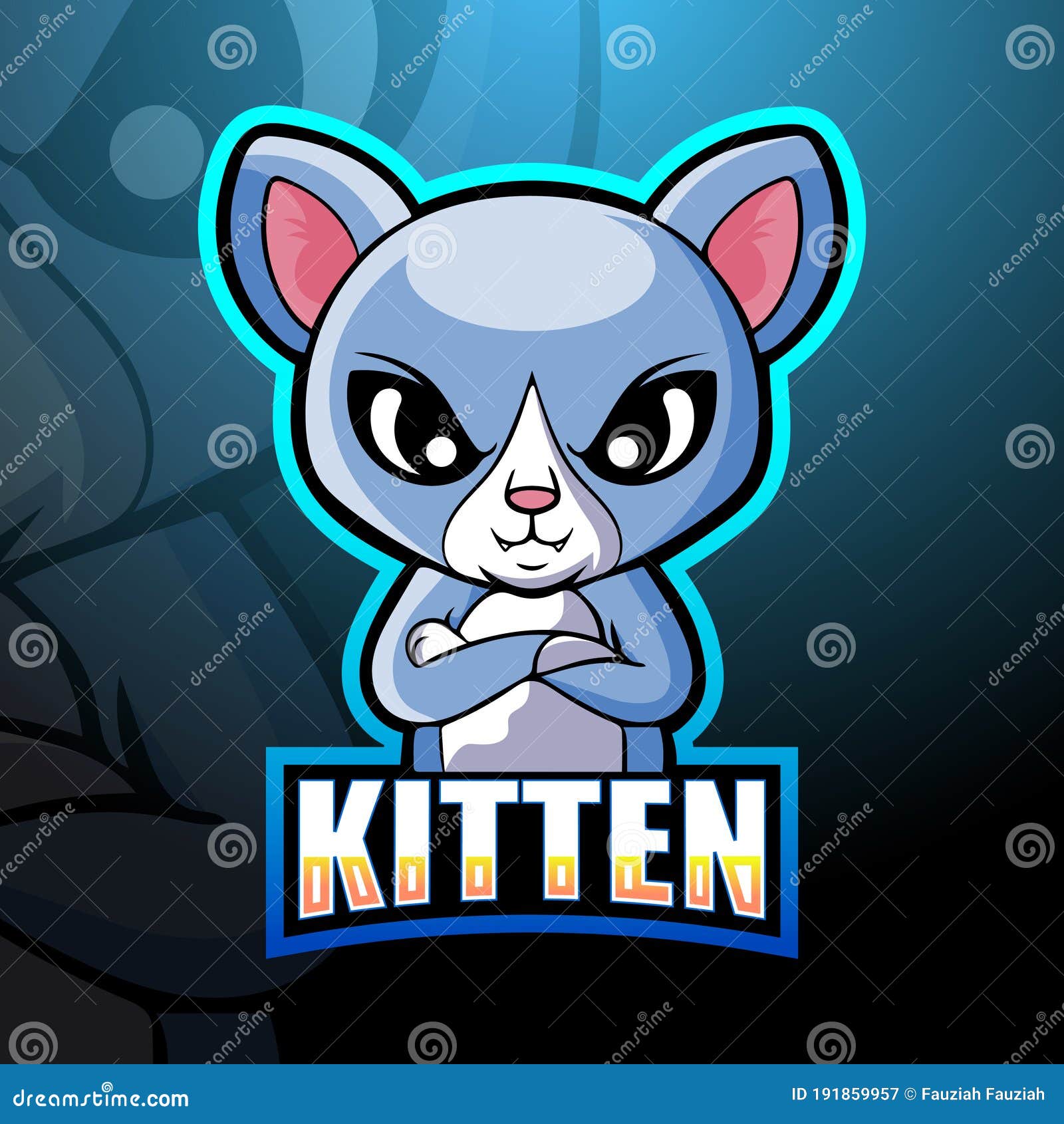 Kitten Mascot Esport Logo Design Stock Vector - Illustration of feline ...