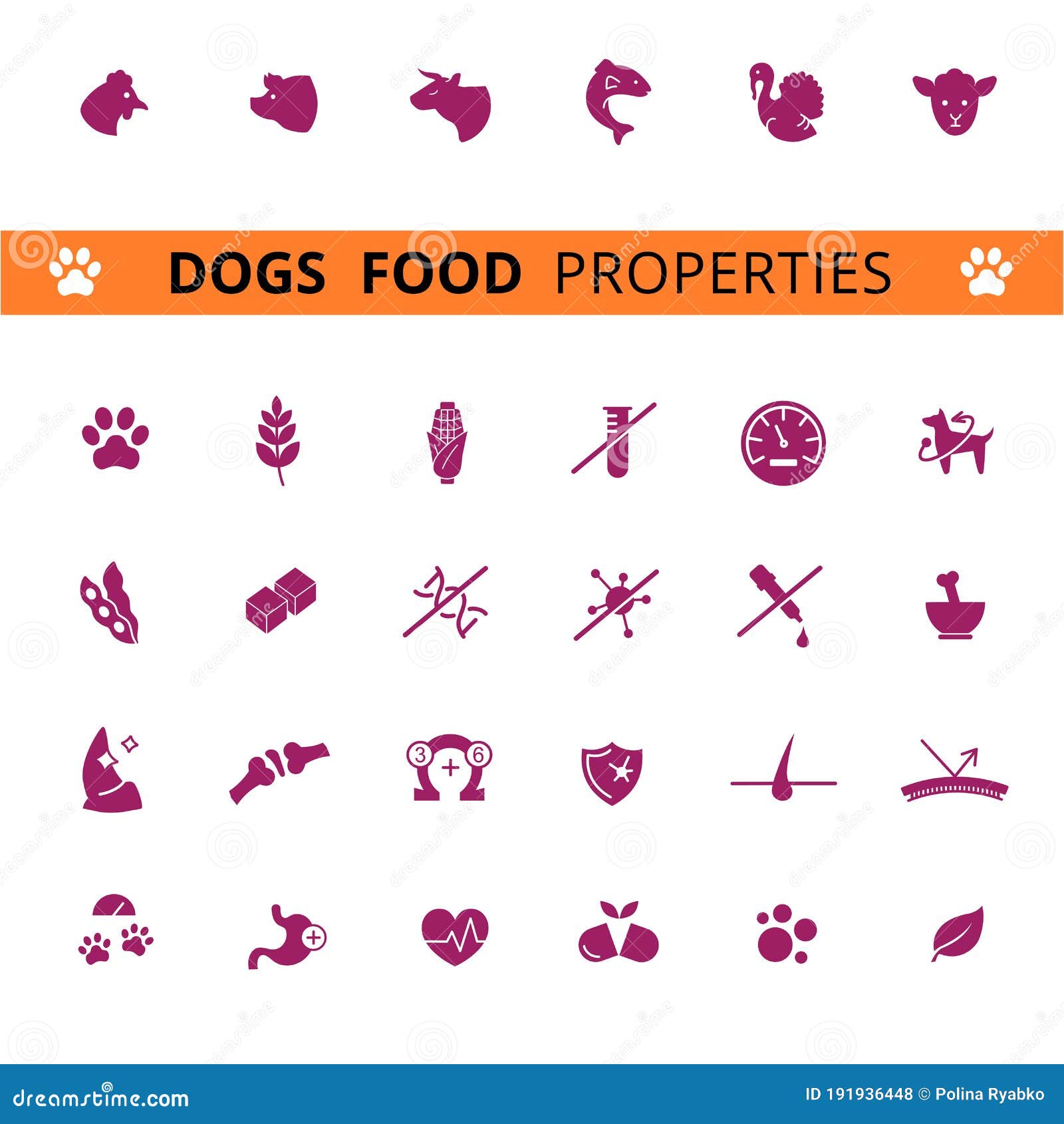 Cat`s Food Properties Icon Set, Vector. Thine Line Icons. Editable ...