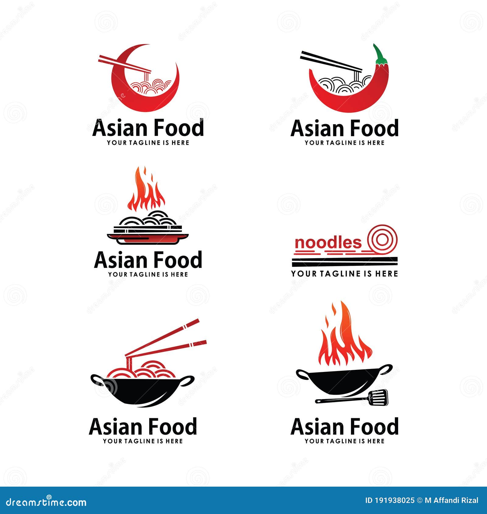 Asian Food Logo Set Design Vector Template Stock Vector - Illustration ...