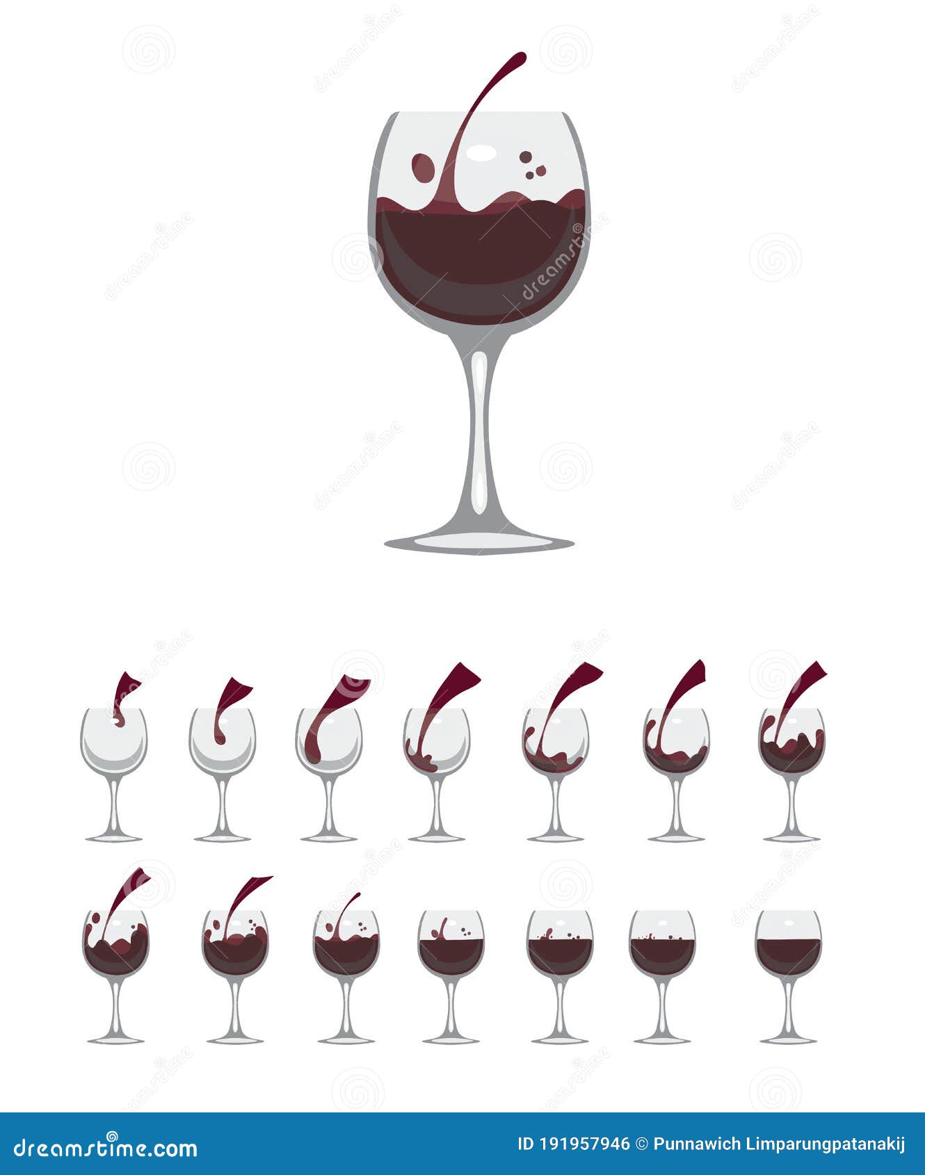 Glass Wine Pouring Animation Sequence Vector Illustration Stock Vector ...