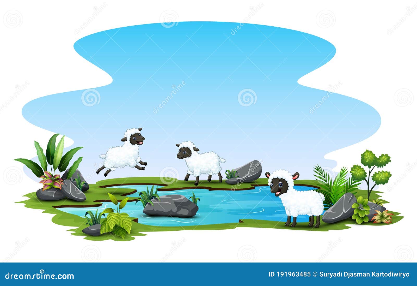 Sheep Playing The Piano, Cute Musician Animal Cartoon Character With ...