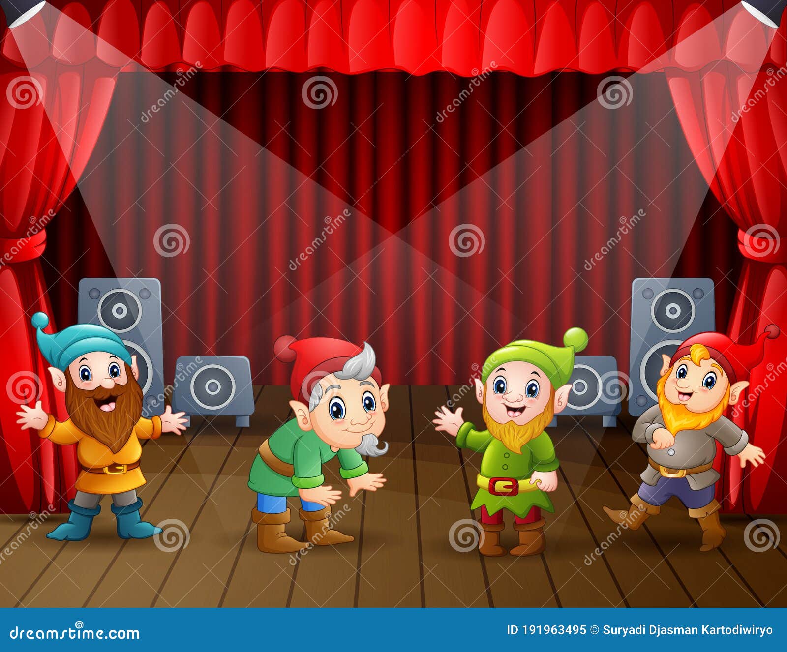 Cartoon Many Dwarf Performing on Stage Stock Vector - Illustration of ...
