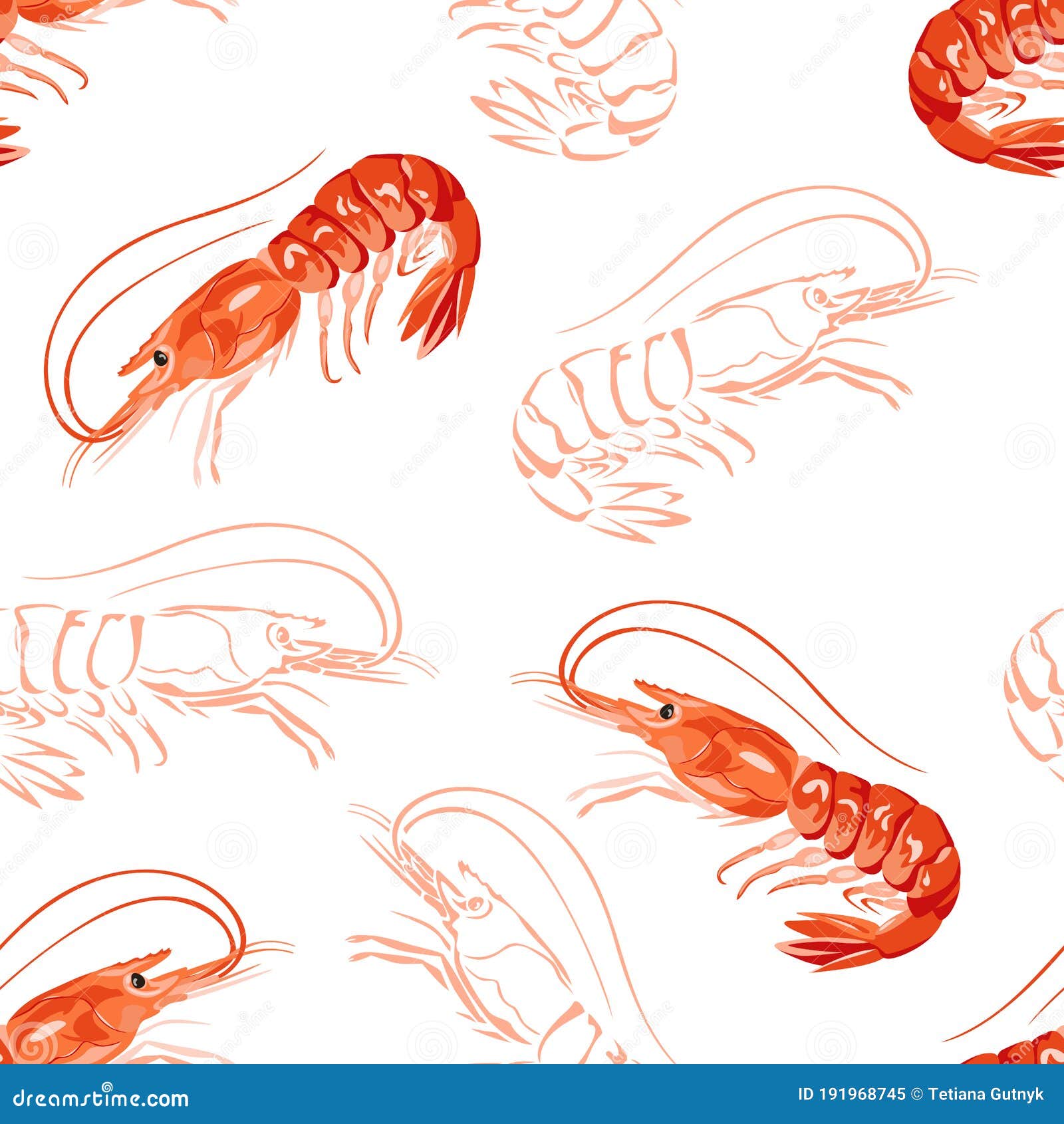 A Pattern Of Seafood Words. Vector Letters In Doodle Style. Background ...