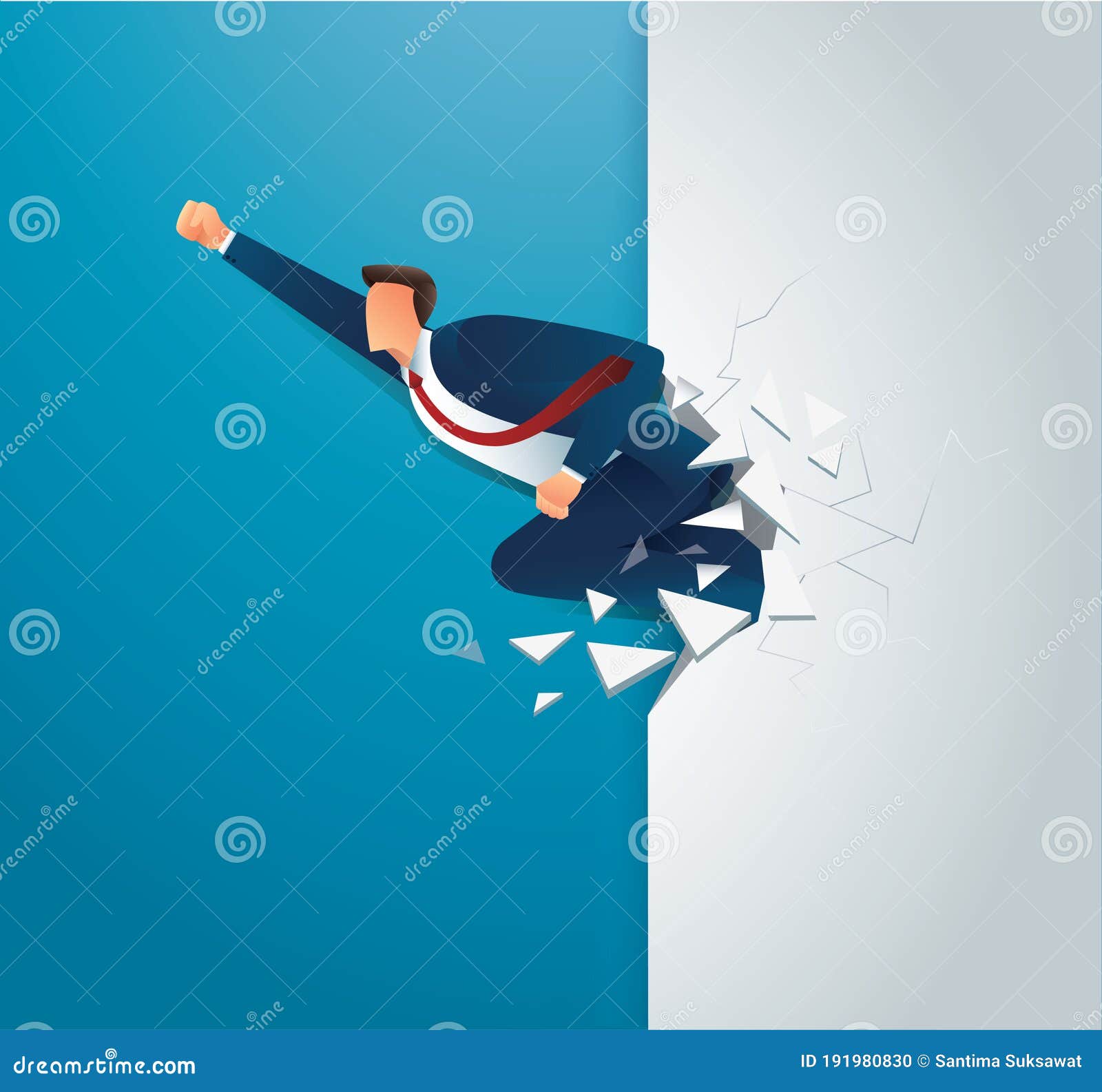Businessman Breakthrough. Concept Business Activity Vector Illustration ...