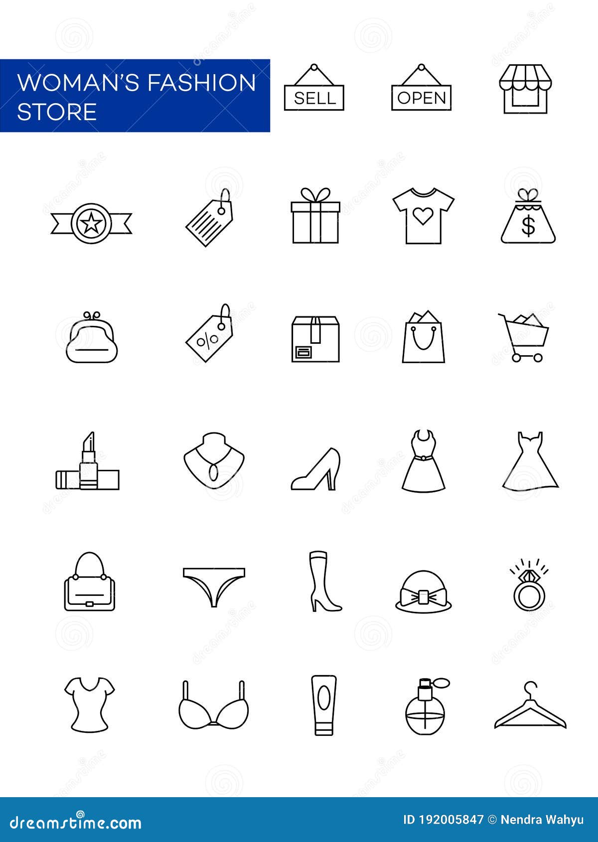 A Collection of Icons Related To Women`s Fashion Stores. Clothing Icons ...