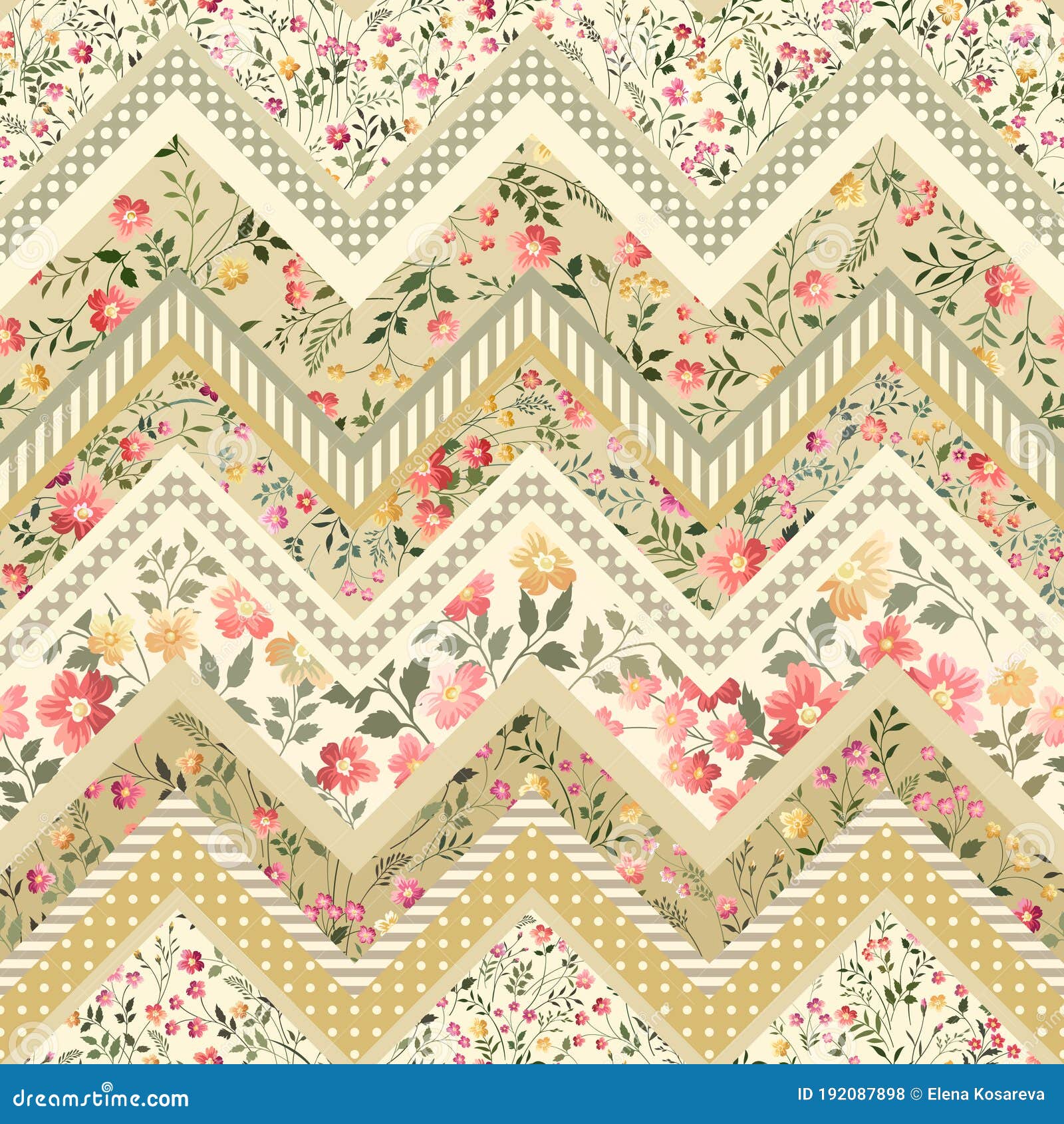 Seamless Floral Patchwork Pattern Stock Vector - Illustration of ...