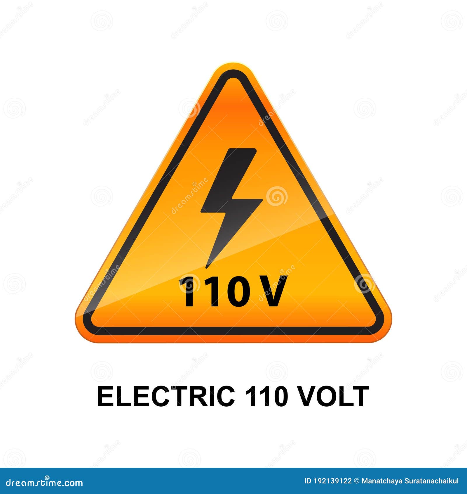 Electric 110 Volt Caution Sign Isolated on White Background Stock ...