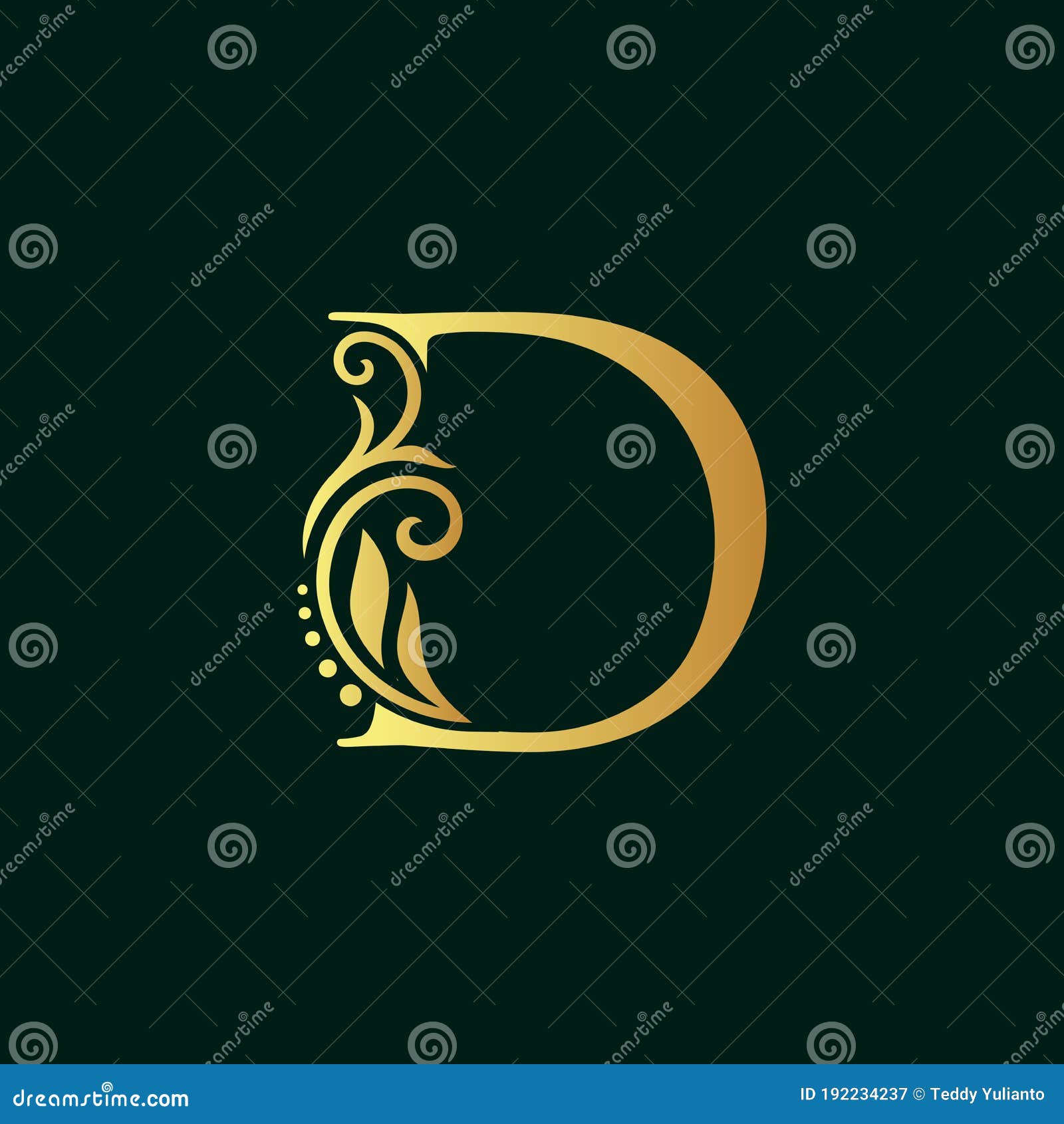 Elegant Initial D in Gold Color Stock Vector - Illustration of creative ...