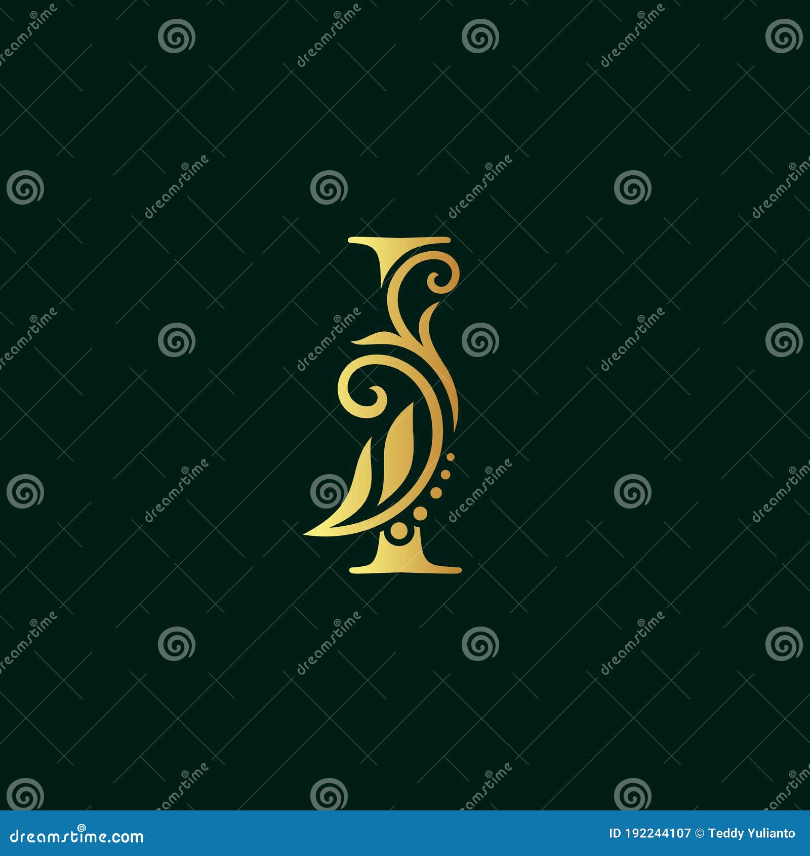 Elegant Initial I in Gold Color Stock Vector - Illustration of concept ...