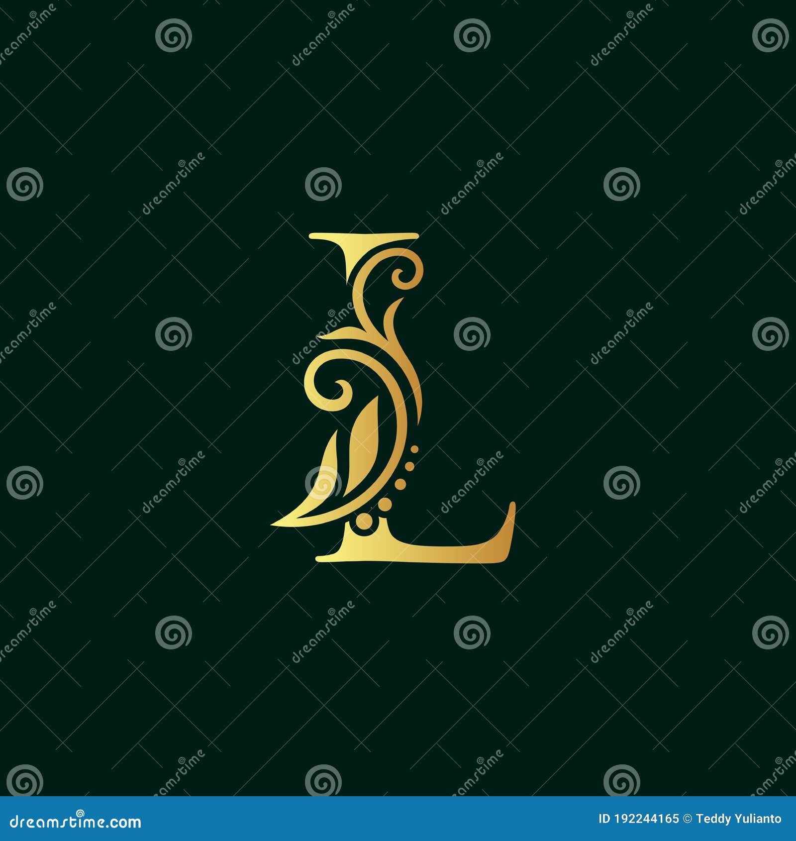 Elegant Initial L in Gold Color Stock Vector - Illustration of black ...