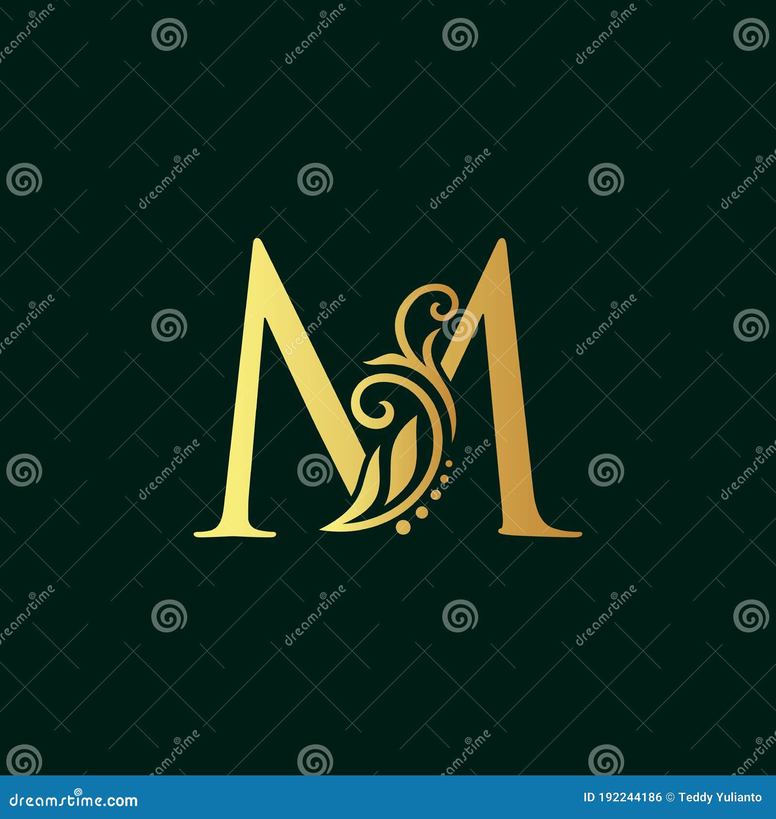 Elegant Initial M in Gold Color Stock Vector - Illustration of concept ...