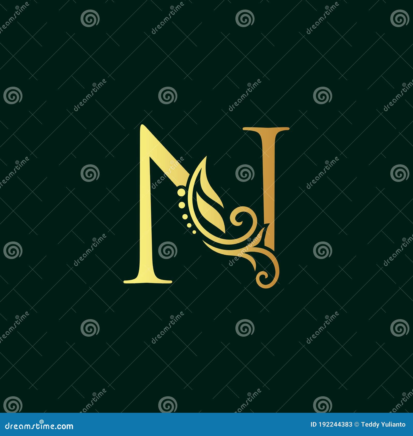 Elegant Initial N in Gold Color Stock Vector - Illustration of company ...