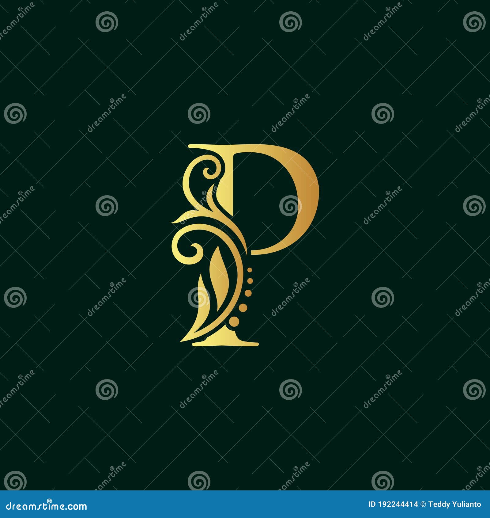 Elegant Initial P in Gold Color Stock Vector - Illustration of boutique ...