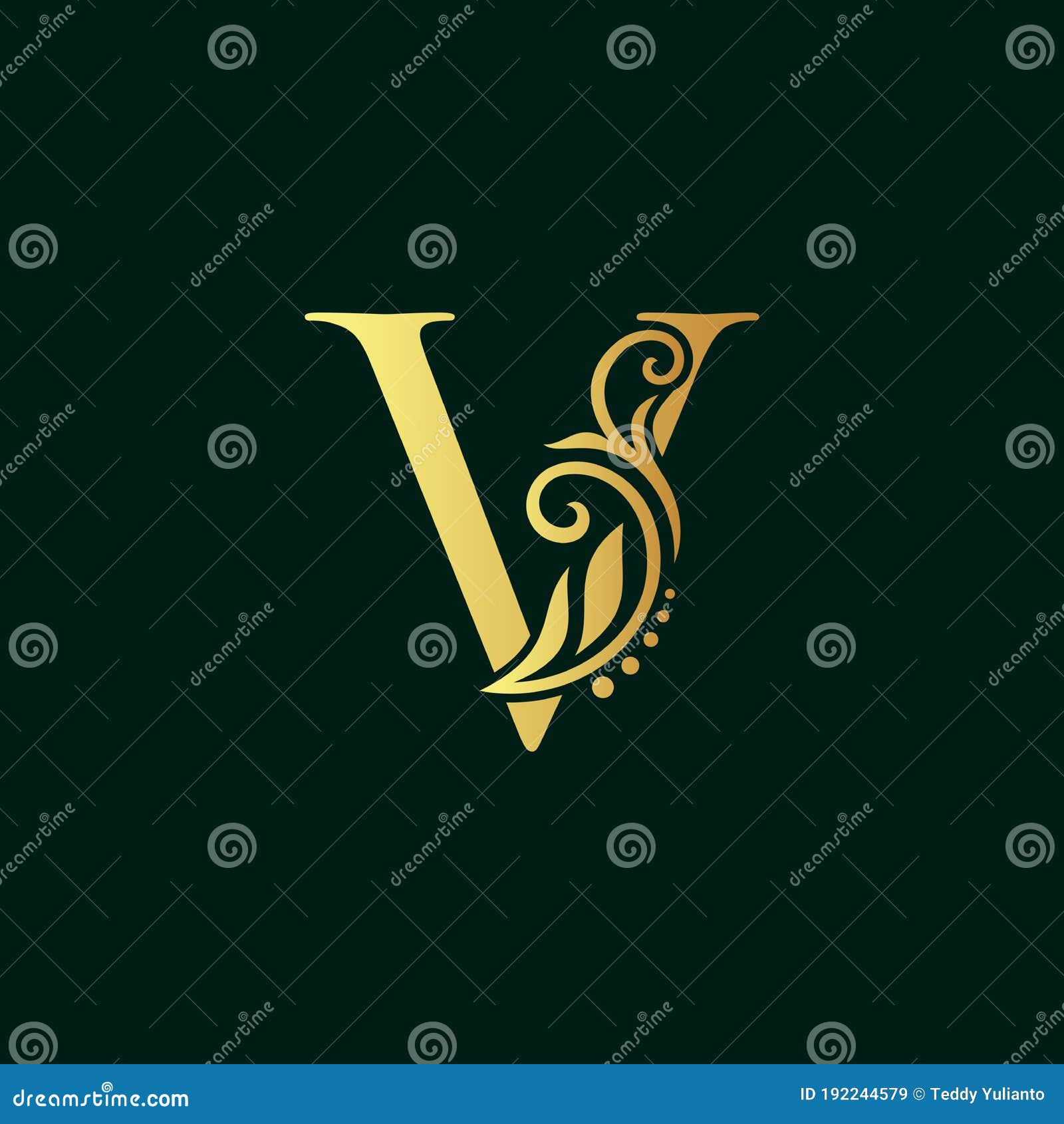 Elegant Initial V in Gold Color Stock Vector - Illustration of design ...