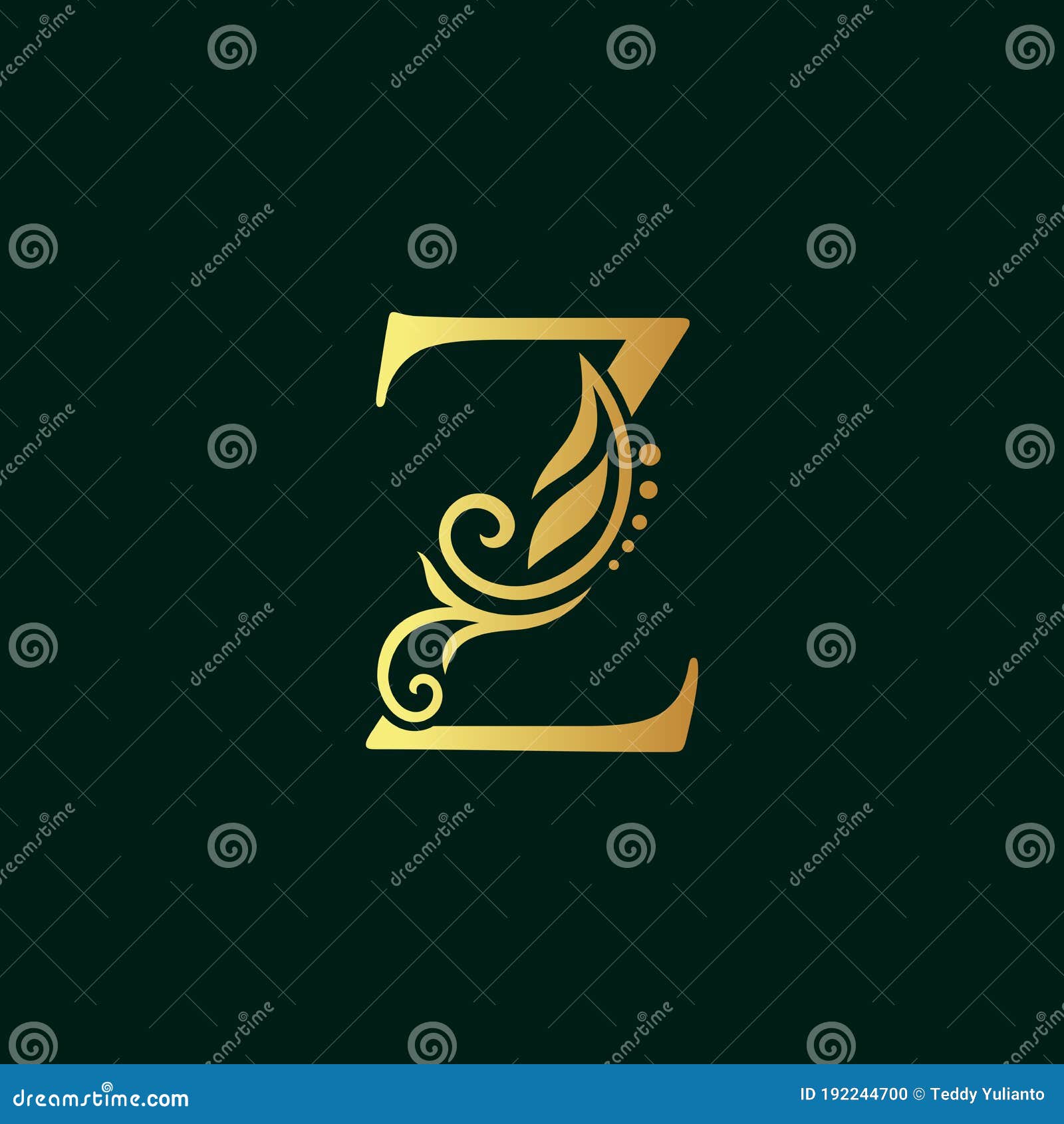 Elegant Initial Z in Gold Color Stock Vector - Illustration of classic ...