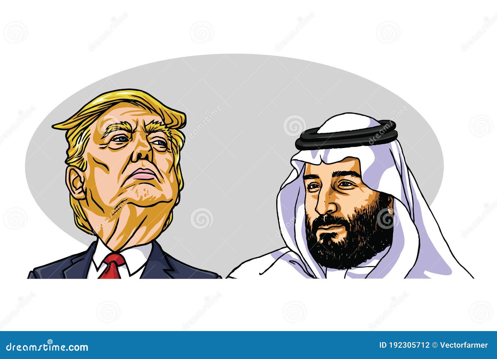 Mohammad Bin Salman MBS with Donald Trump Vector Cartoon Caricature ...