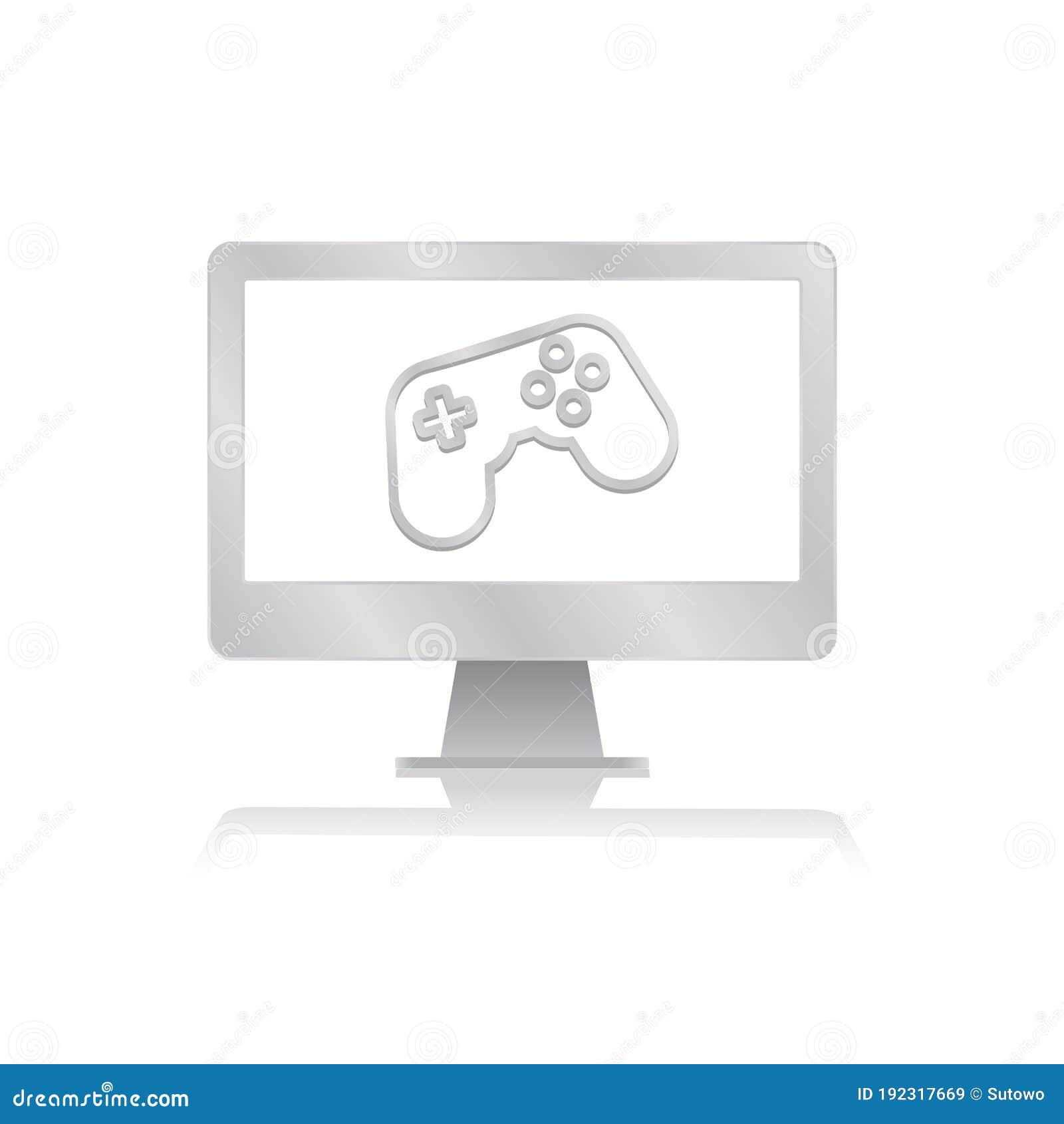 Joy Stick for Game Icon Inside Blank Screen Computer Monitor with ...