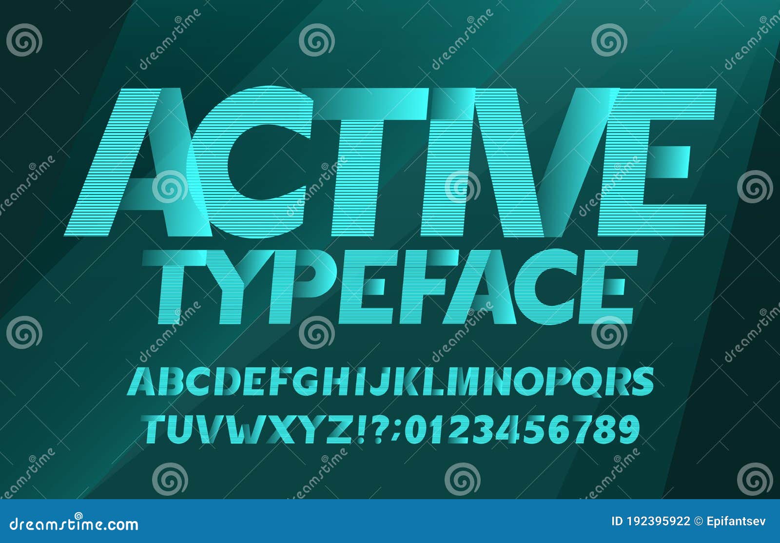 Active Alphabet Typeface. Modern Letters and Numbers Stock Vector ...