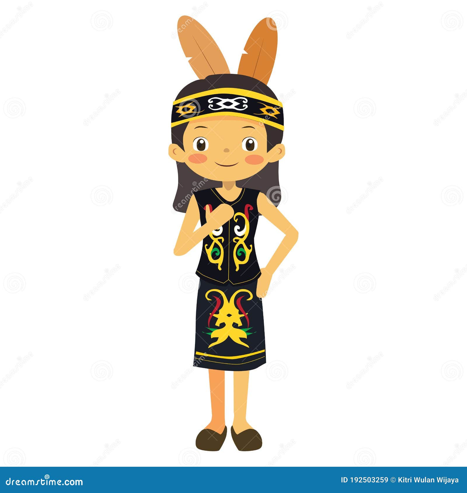 Dayak Girl Holding Indonesian Flag Cartoon Vector | CartoonDealer.com ...