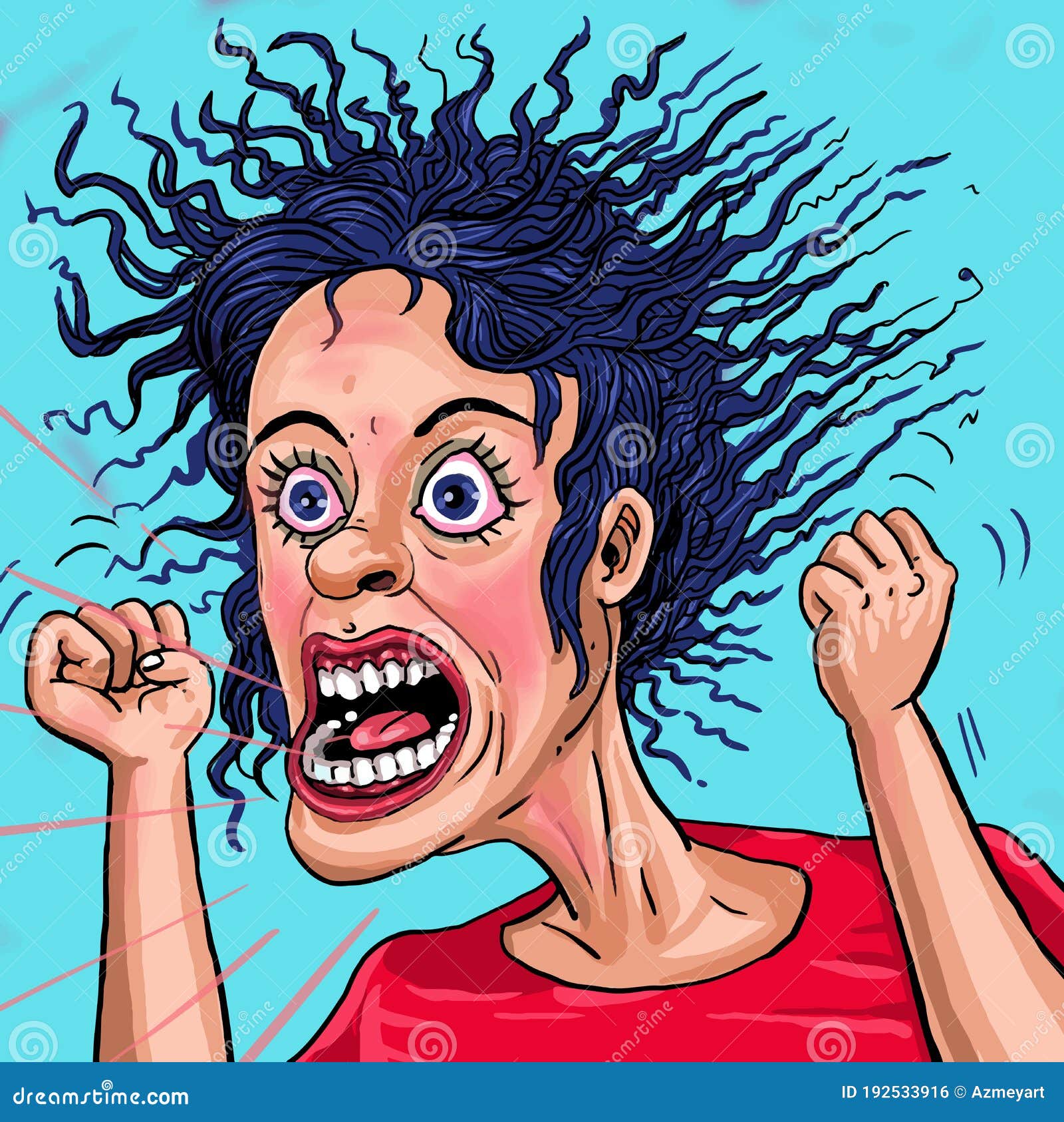 Cartoon of the Shouting and Emotional Angry Woman Stock Vector ...