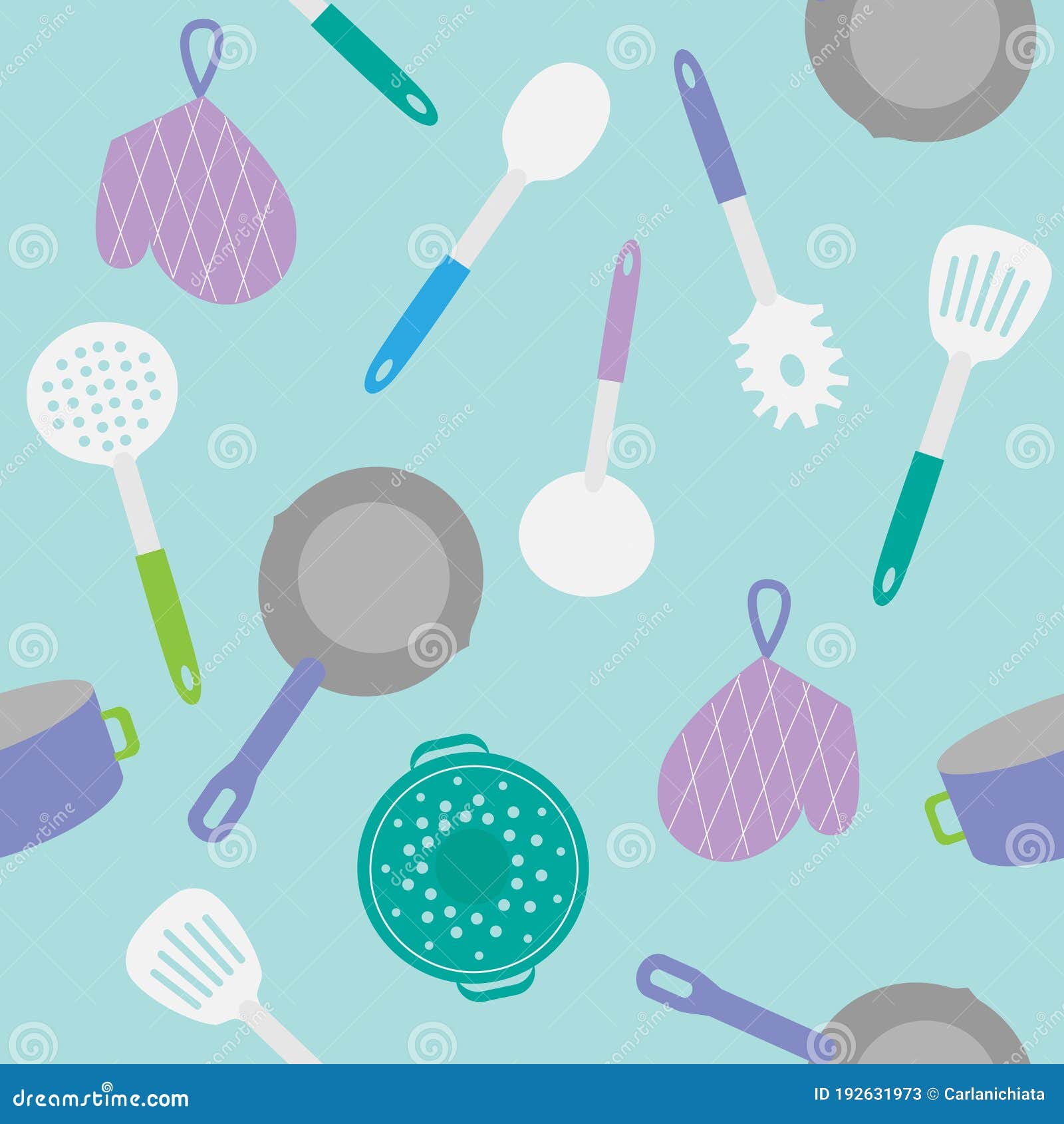 Kitchen Utensils Seamless Pattern Vector. Stock Vector - Illustration ...