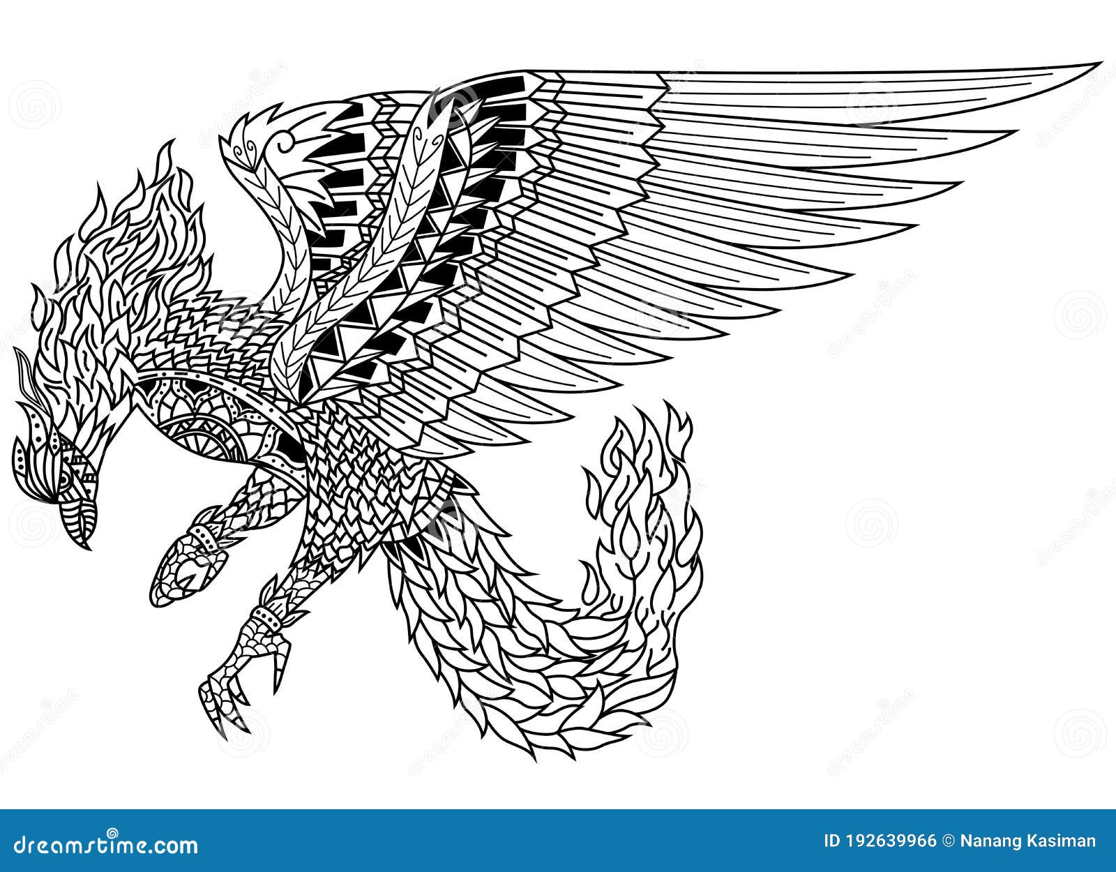 Hand Drawn of Phoenix in Zentangle Style Stock Vector - Illustration of ...