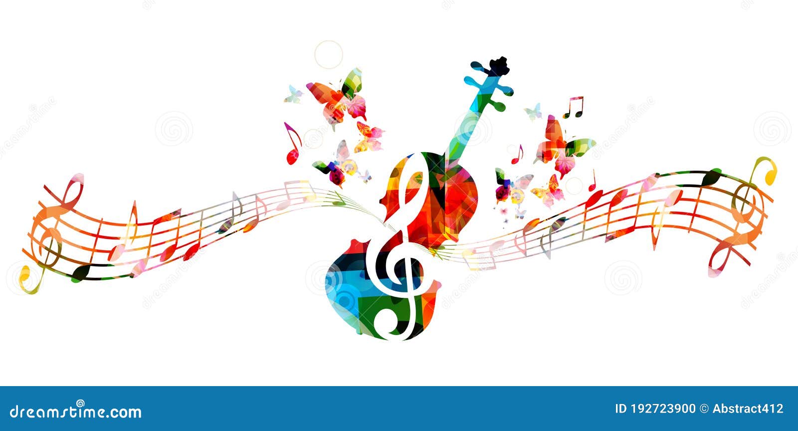 Music Colorful Background with Music Notes and Violoncello Vector ...