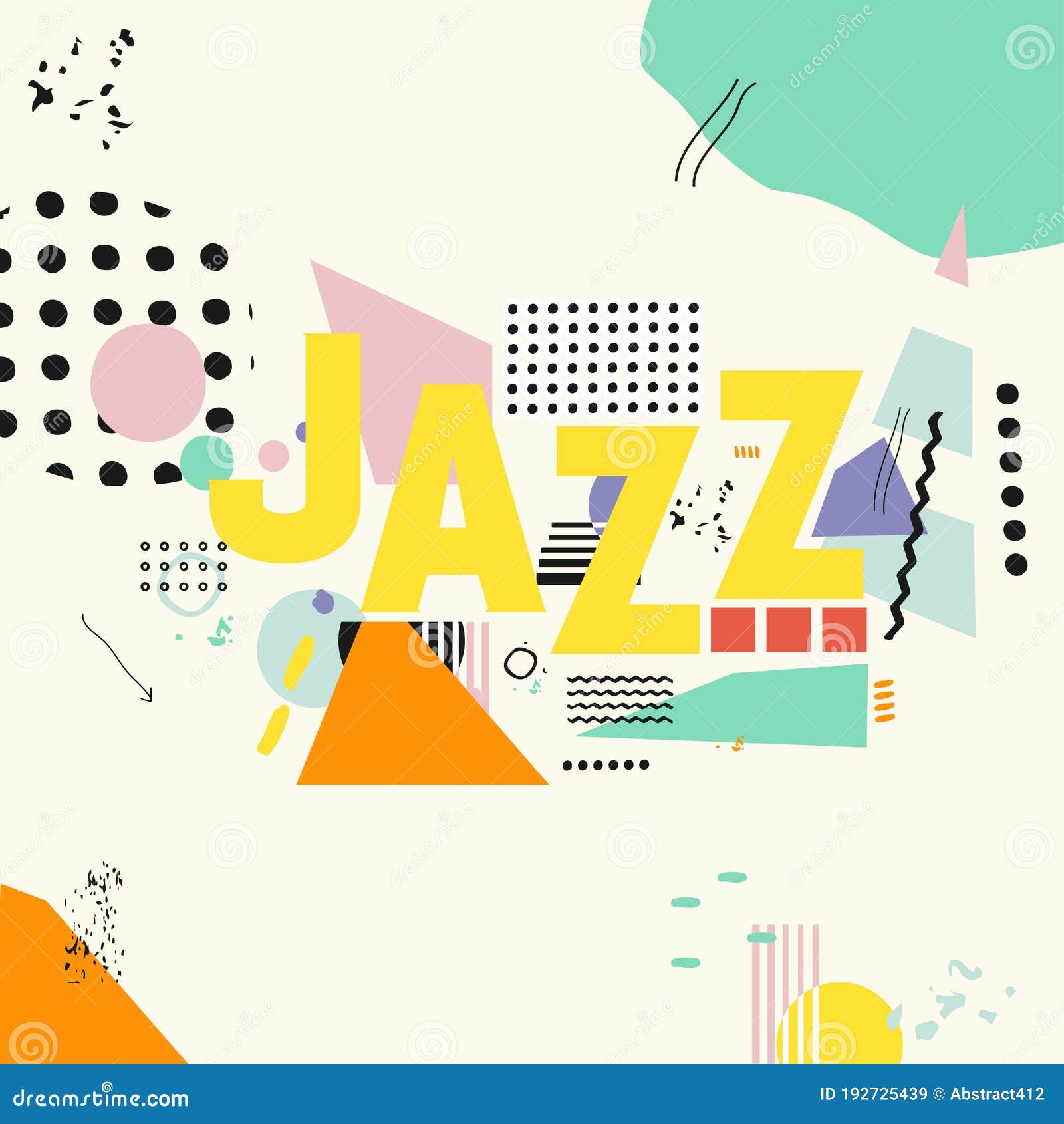 Jazz Music Typographic Colorful Background Vector Illustration ...