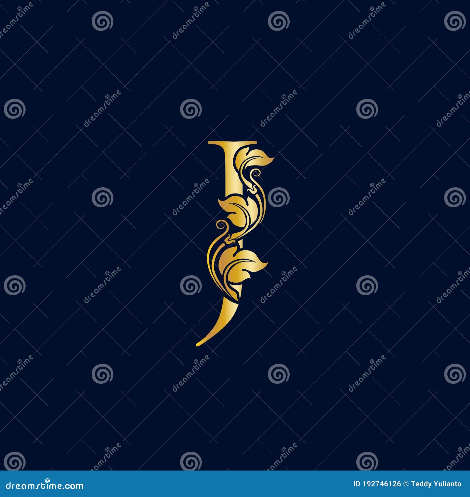 Luxury Initial J Gold Color Stock Vector - Illustration of decorative ...