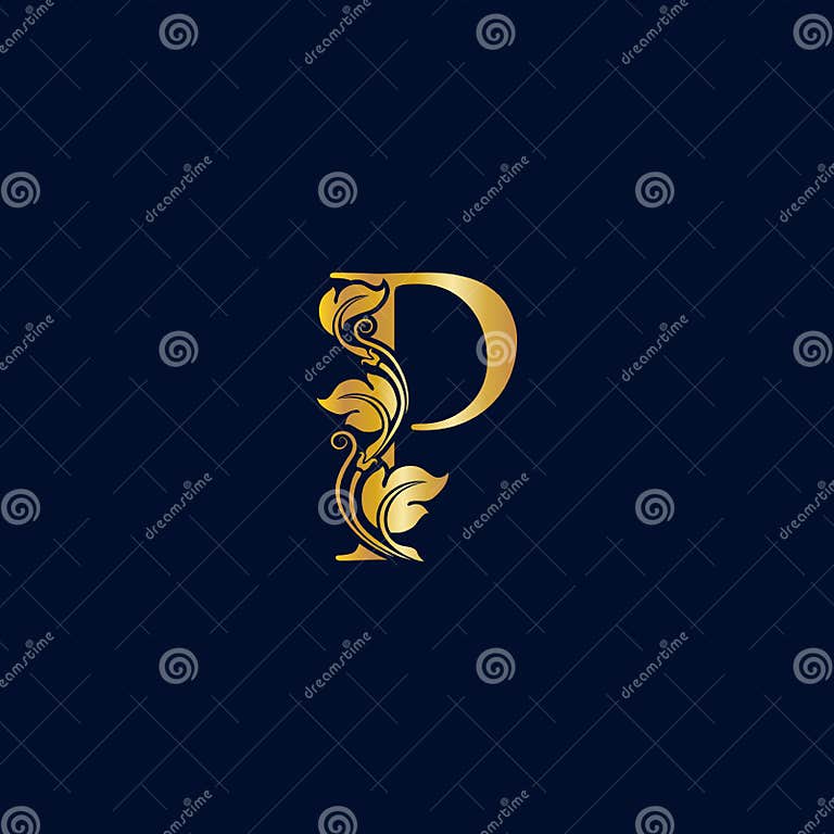 Luxury Initial P Gold Color Stock Vector - Illustration of alphabet ...