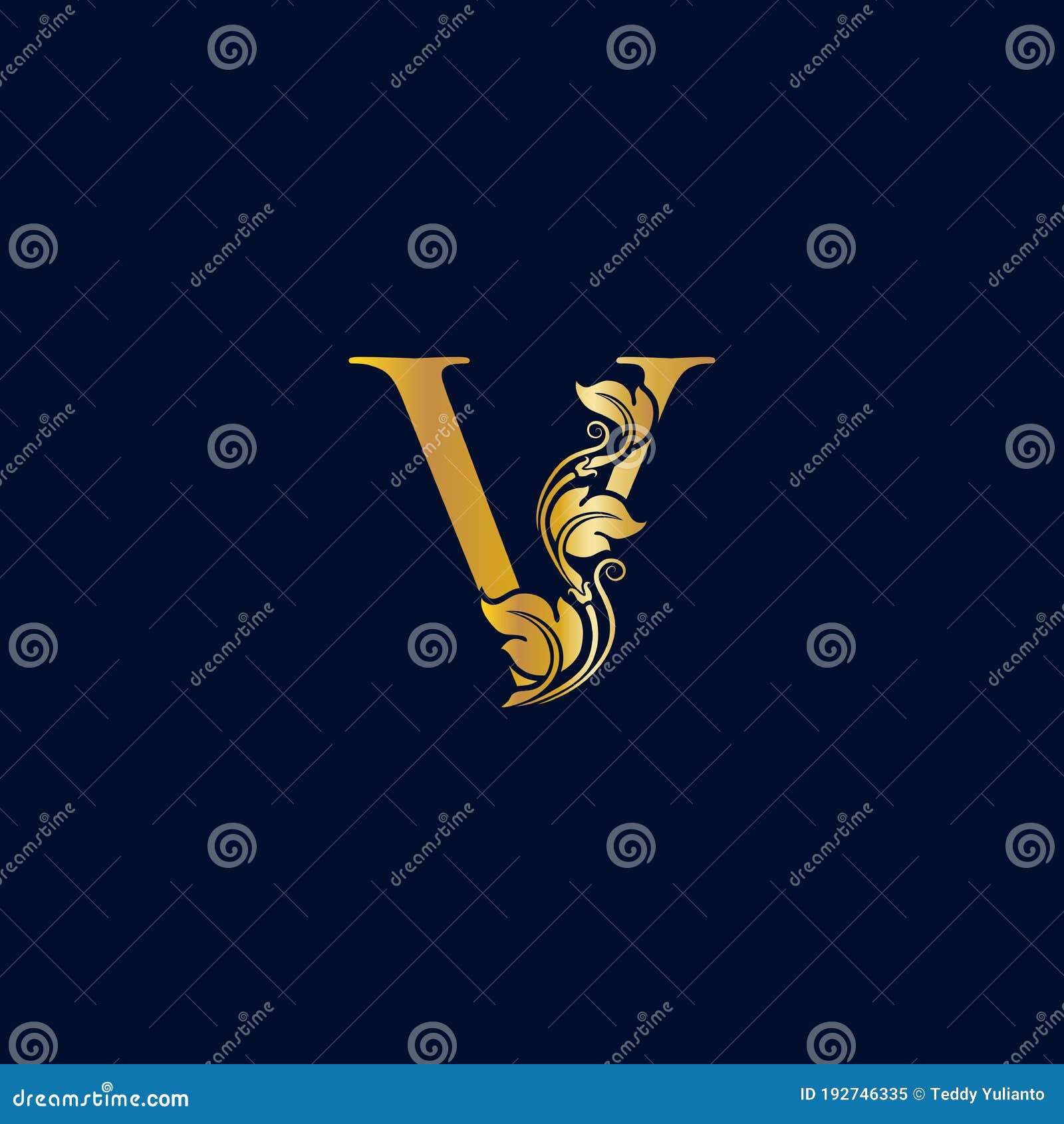 Luxury Initial V Gold Color Stock Vector - Illustration of decorative ...