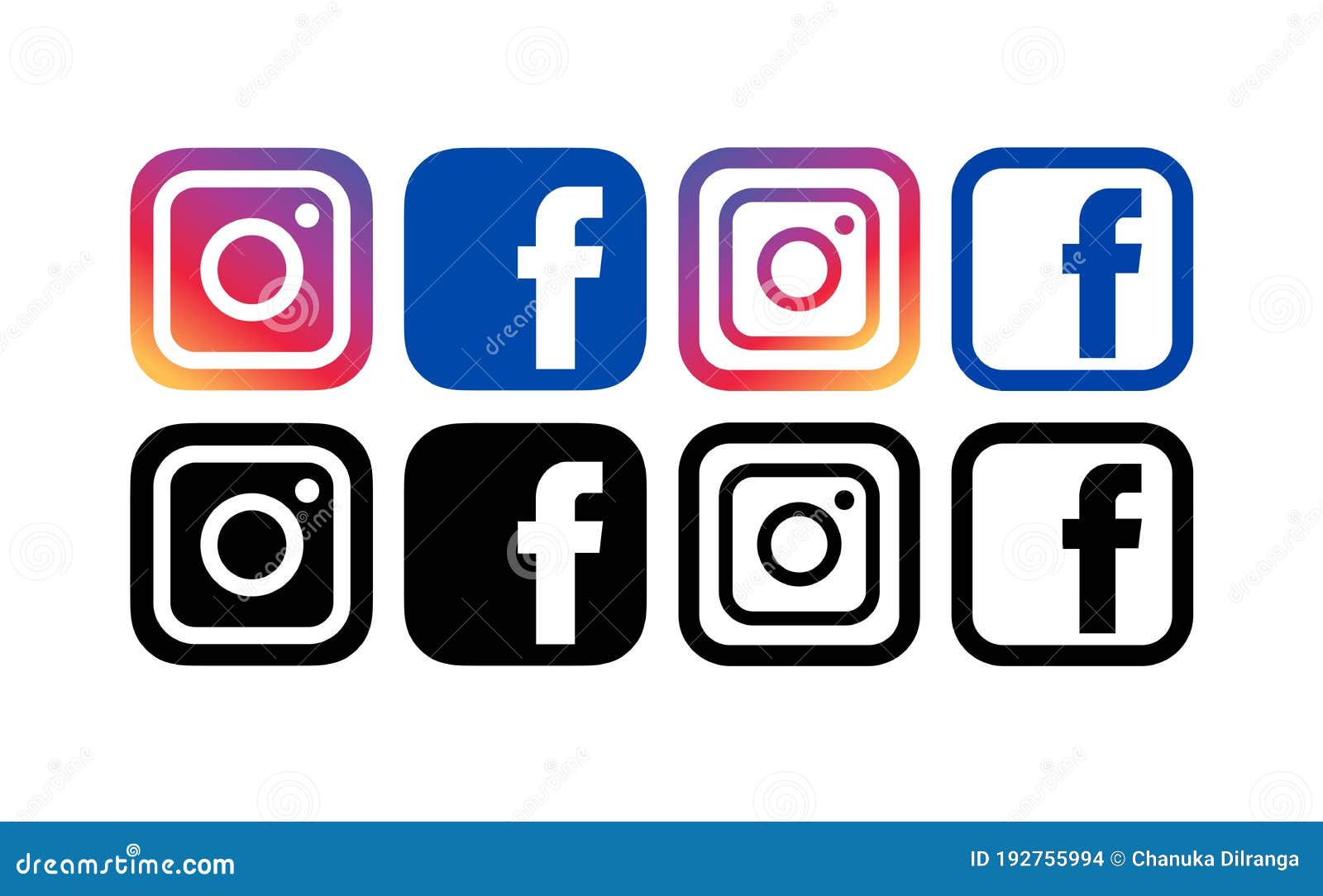 Set of Facebook and Instagram Logos. Editorial Stock Image ...