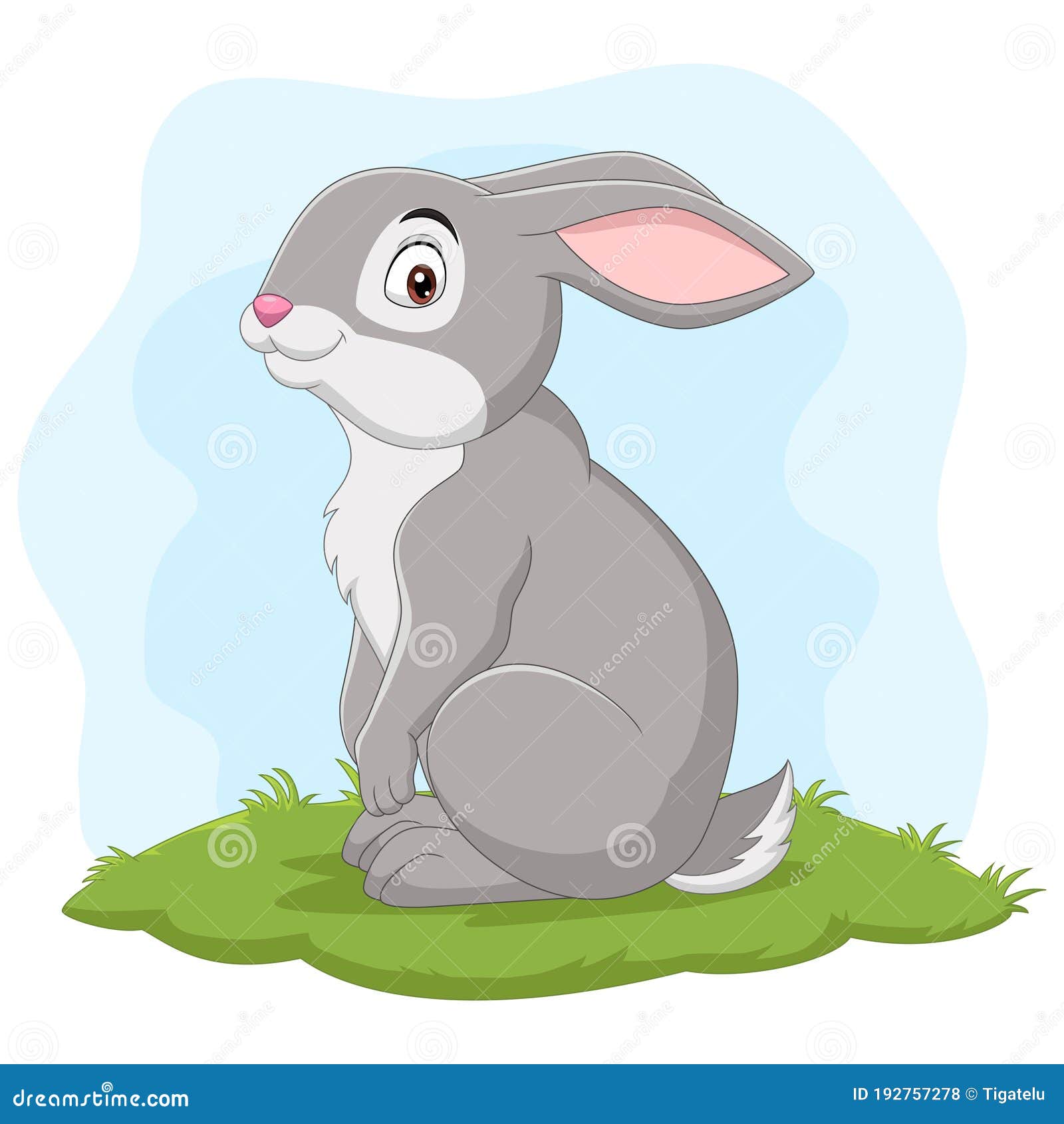 Cartoon Happy Rabbit in the Grass Stock Vector - Illustration of ...