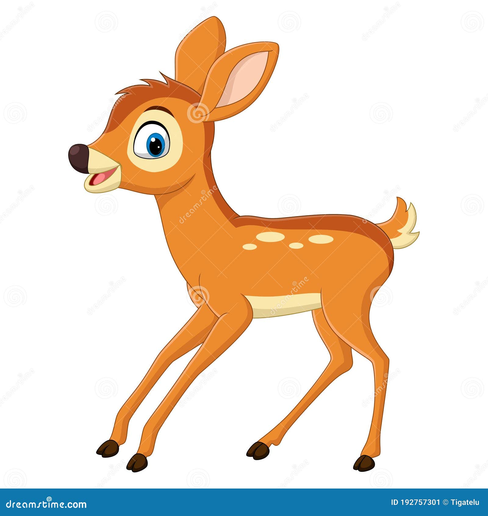 Cute Baby Deer Cartoon Isolated on White Background Stock Vector ...