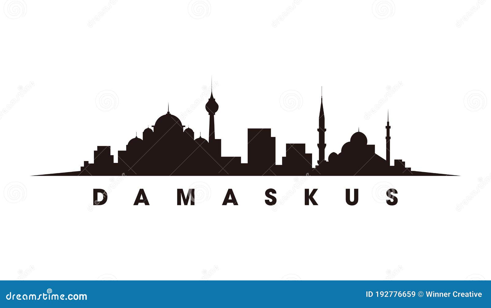 Damascus Syria Skyline and Landmarks Silhouette Vector Stock Vector ...