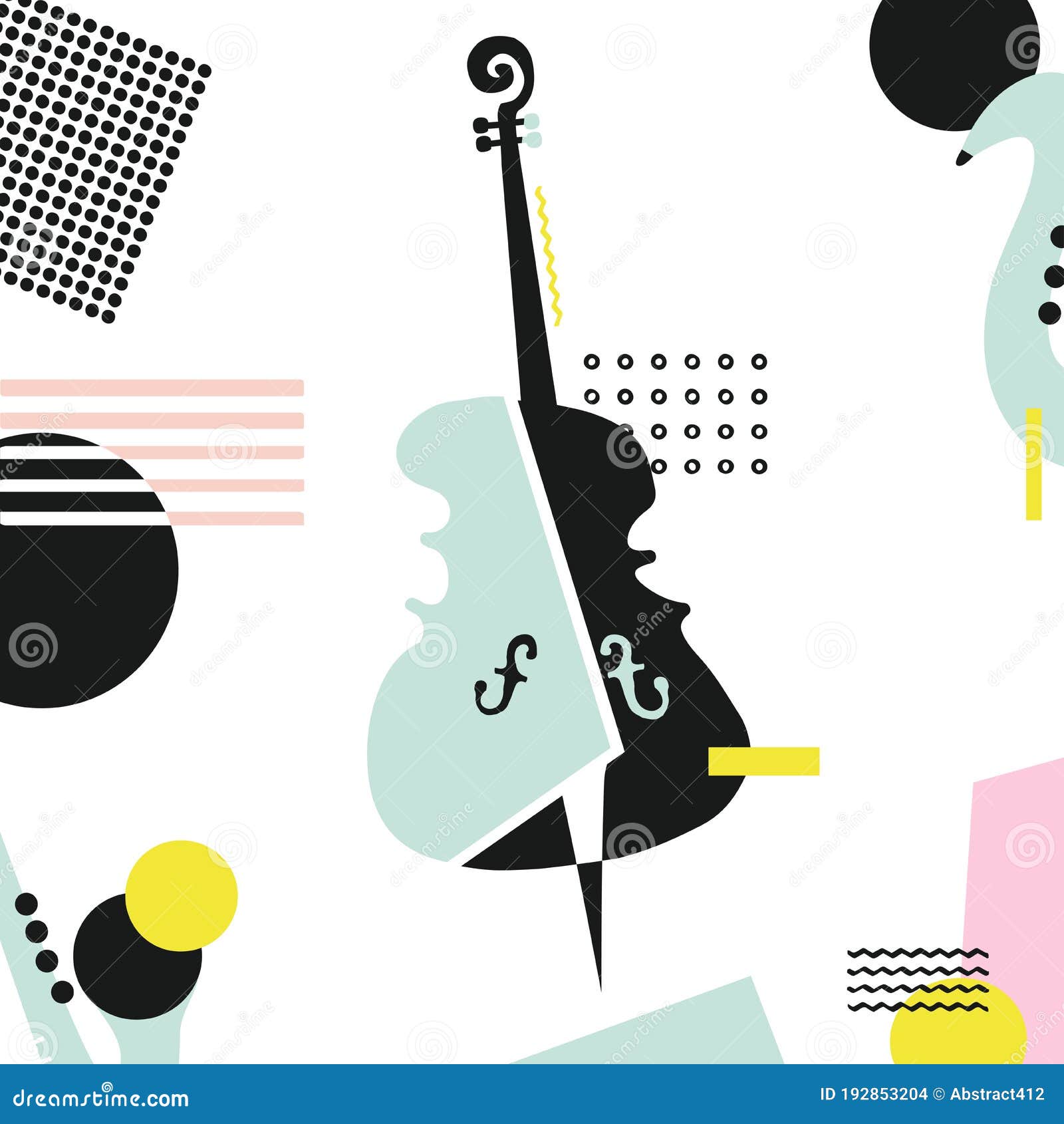 Cello With Geometric Shapes Vector Illustration | CartoonDealer.com ...