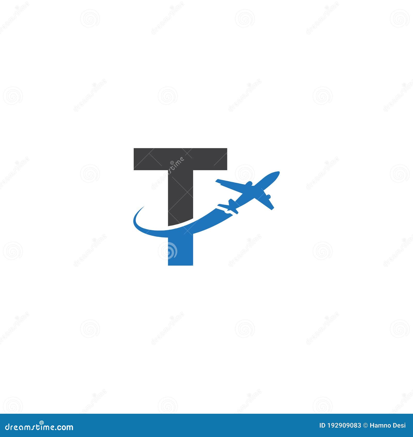 T Letter Logo with Airplane Stock Vector - Illustration of plane ...