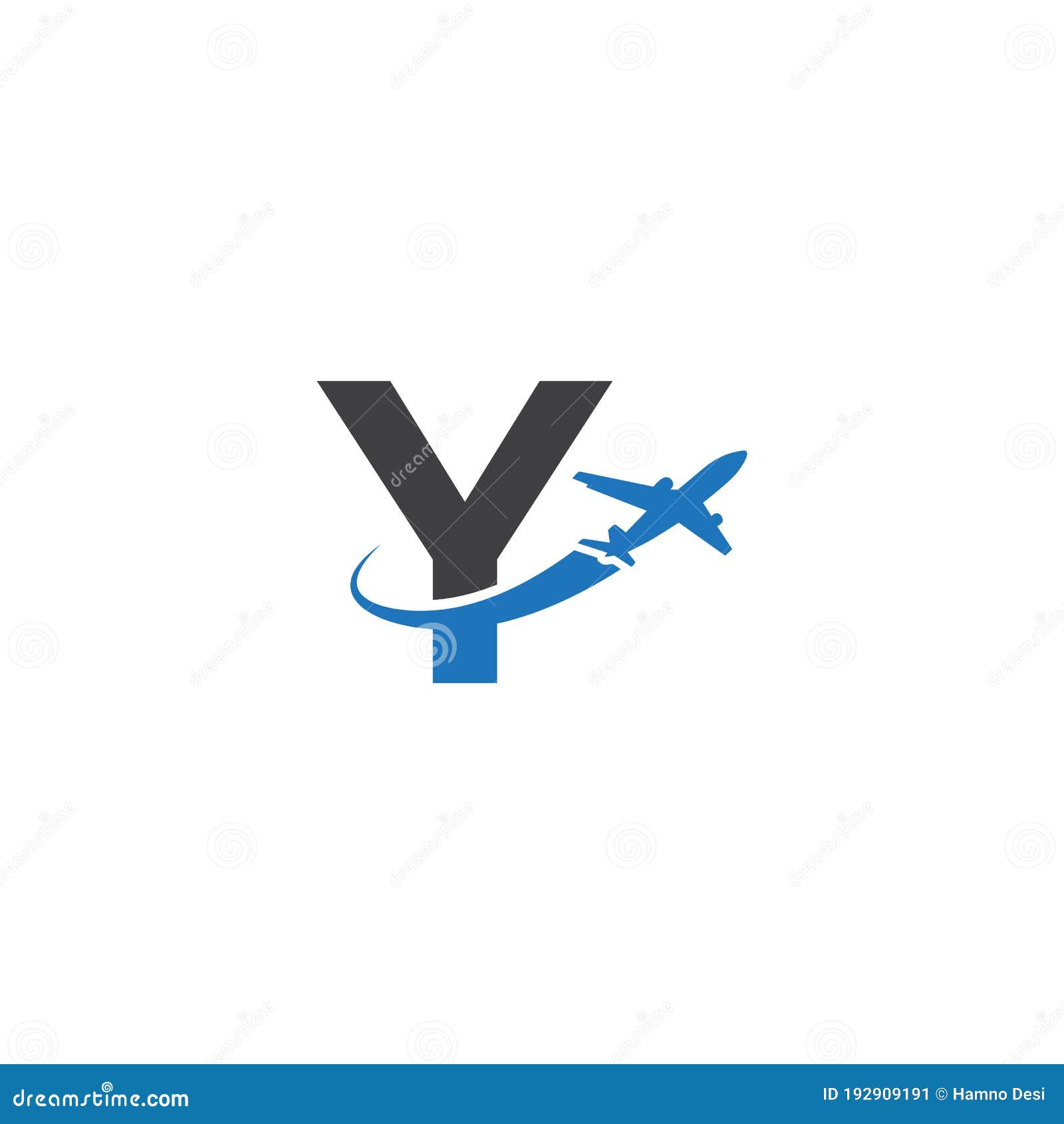 Y Letter Logo with Airplane Stock Vector - Illustration of plane ...