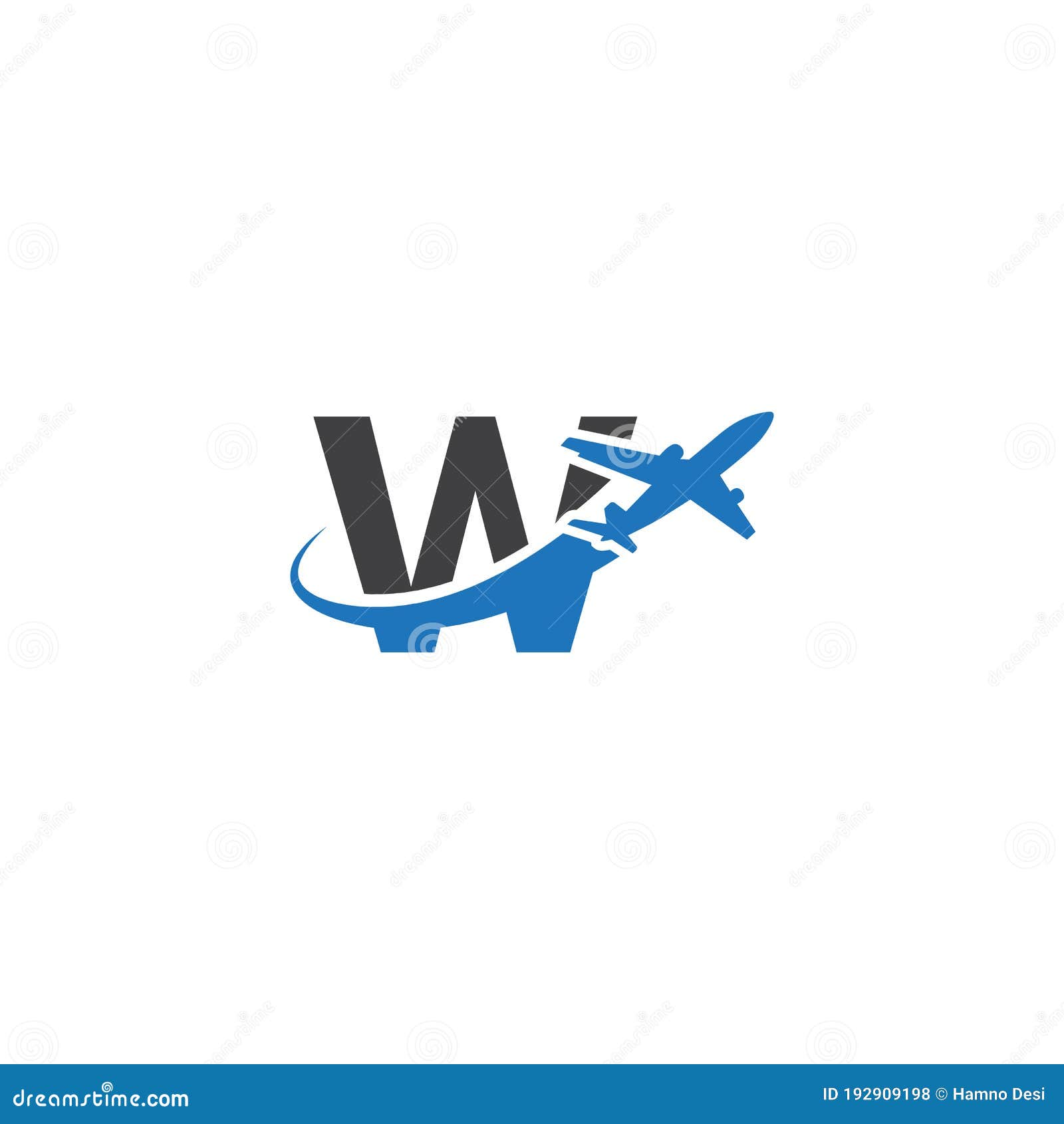 W Letter Logo with Airplane Stock Vector - Illustration of fast ...