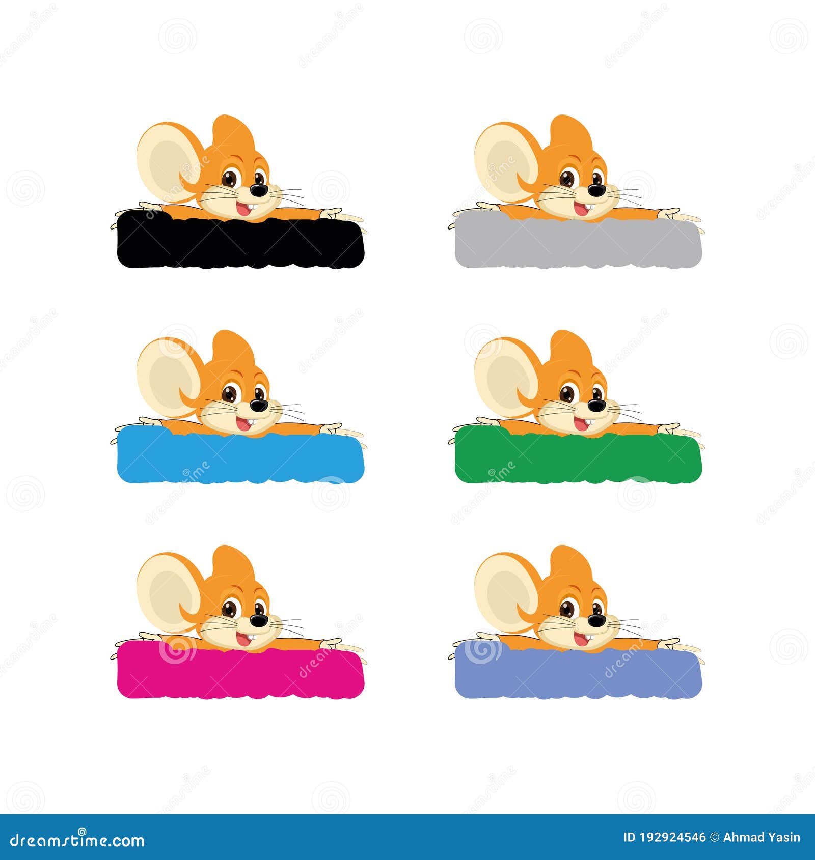 Vector Animation of Mouse Animal Characters on Label Board Stock ...