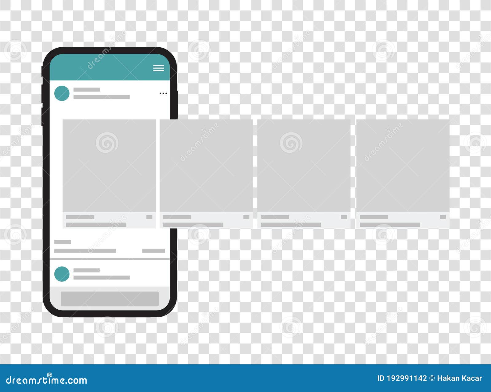 Smartphone With Carousel Post On Social Network. Application Interface ...