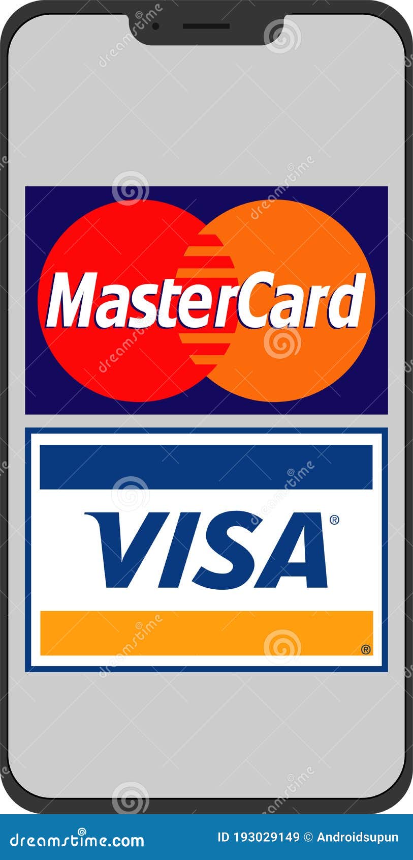 Mobile Phone Front View with Master and Visa Logos Editorial Stock ...